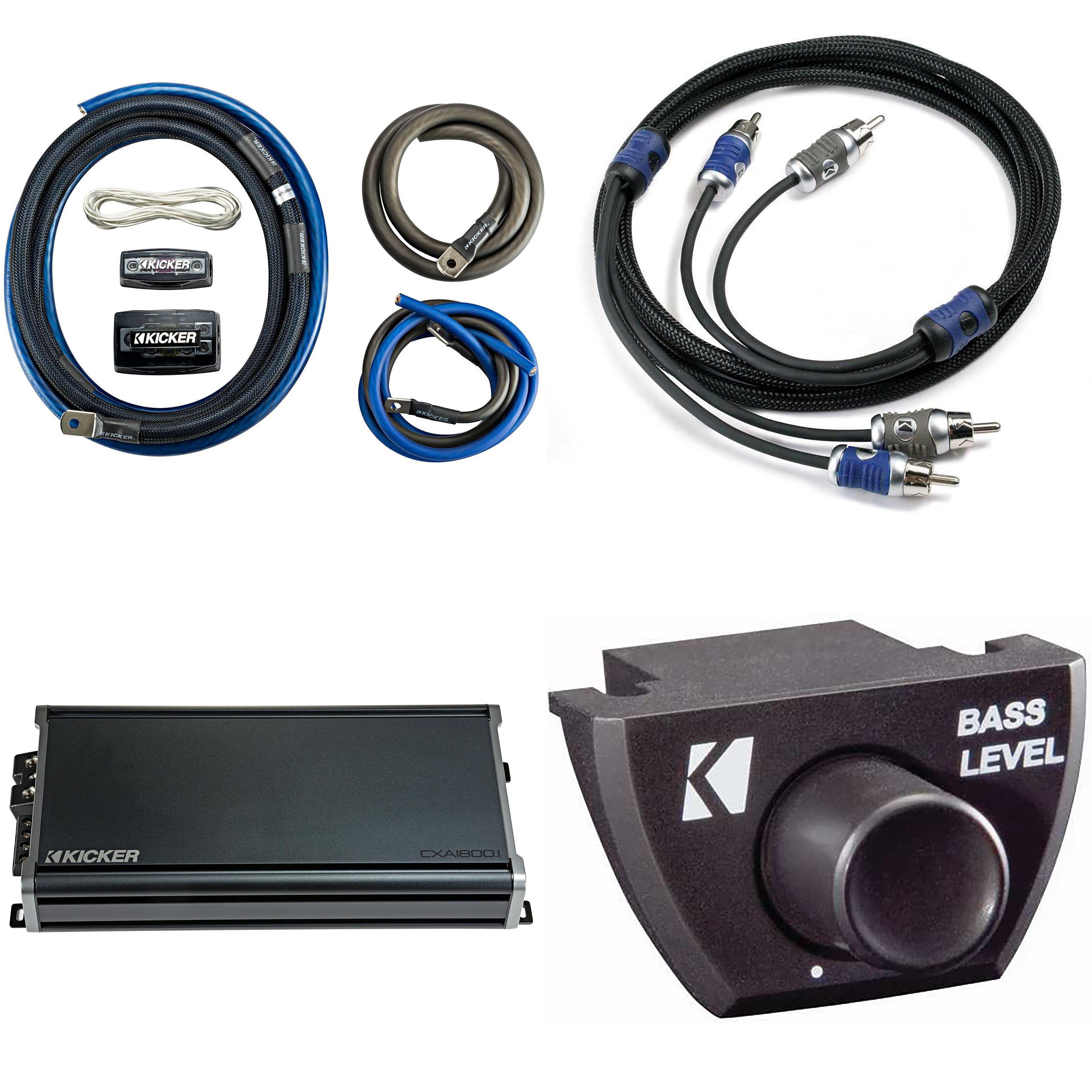 KICKER CXA1800.1 1800 Watt Mono Amp & 1/0AWG Power Kit & 6 M. RCA, Bass ...