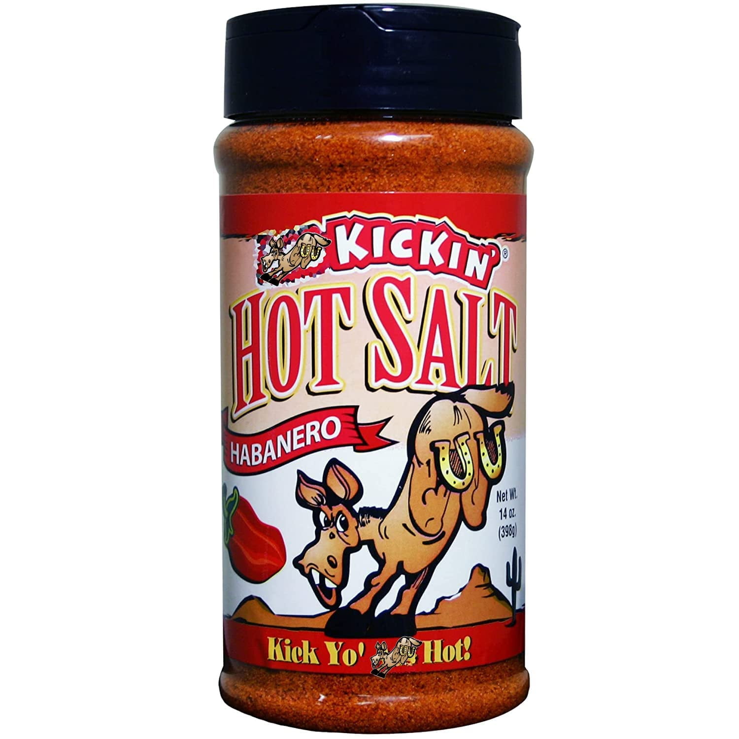 KICKIN' Habanero Hot Spicy Salt - 14 oz. Shaker Jar - Perfect Flavored ...