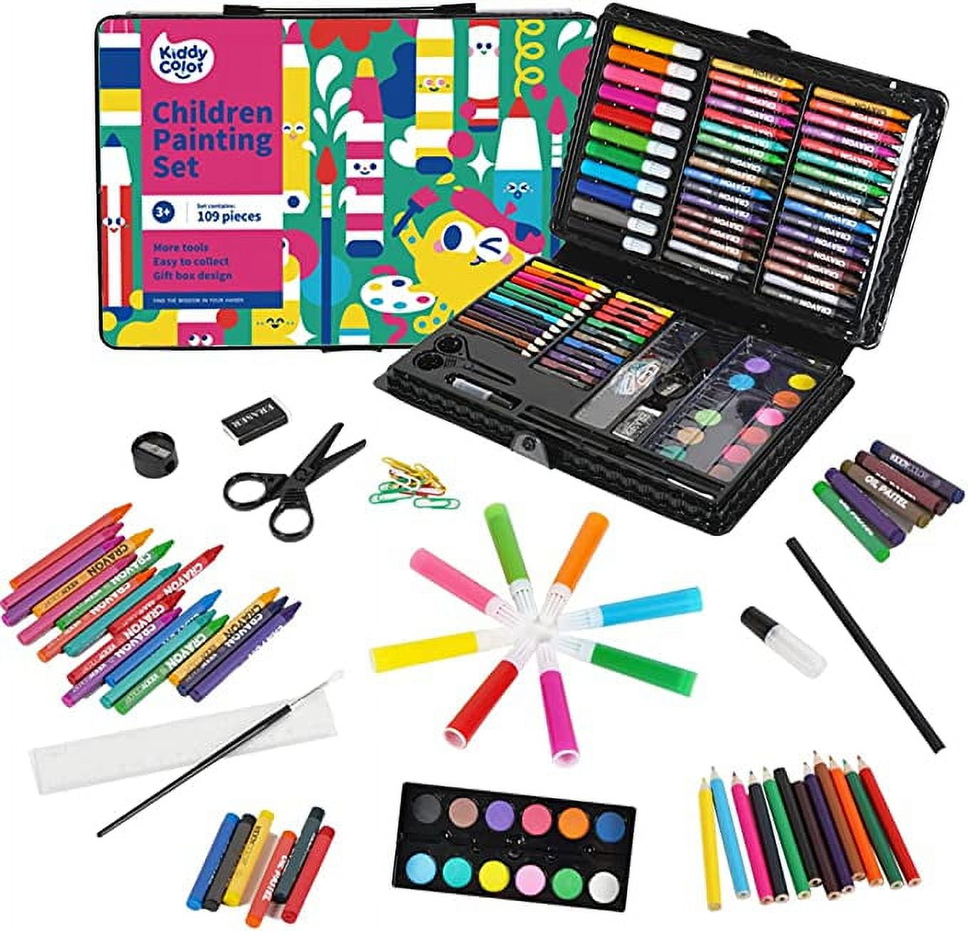 KIDDYCOLOR 109 Piece Deluxe Art Creativity Set Arts and Crafts Kit for ...