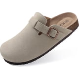 KIDMI Women's Suede Clogs Leather Mules Cork Footbed Sandals Potato ...