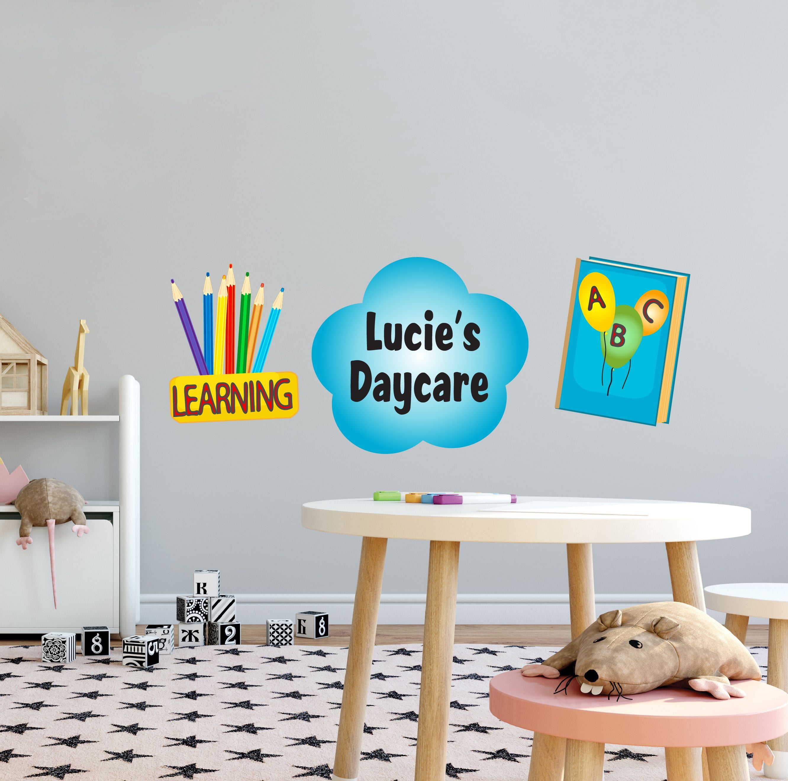 KIDS DAYCARE - Easy To Apply Child Care Multicolored Personalized Vinyl ...