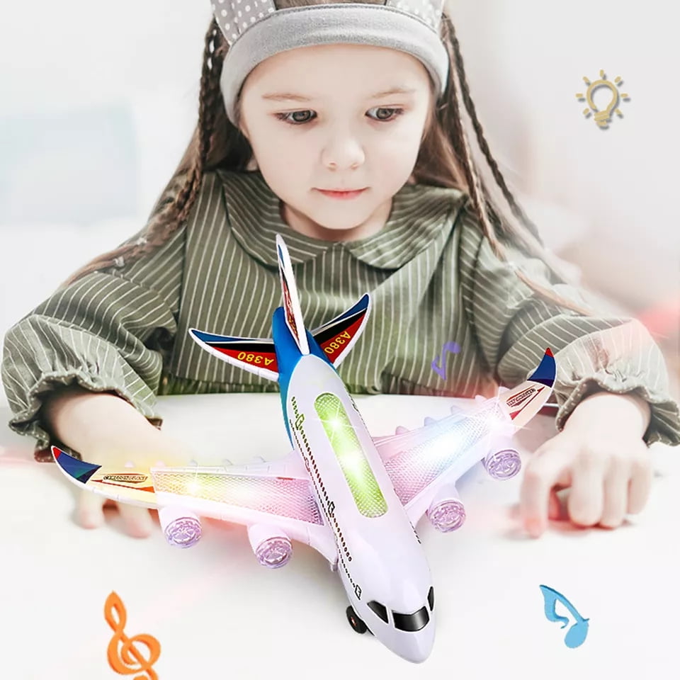 KIDS ELECTRIC LIGHT & MUSIC AIR PLANE AIRBUS BUMP AND GO TOY white Gift ...