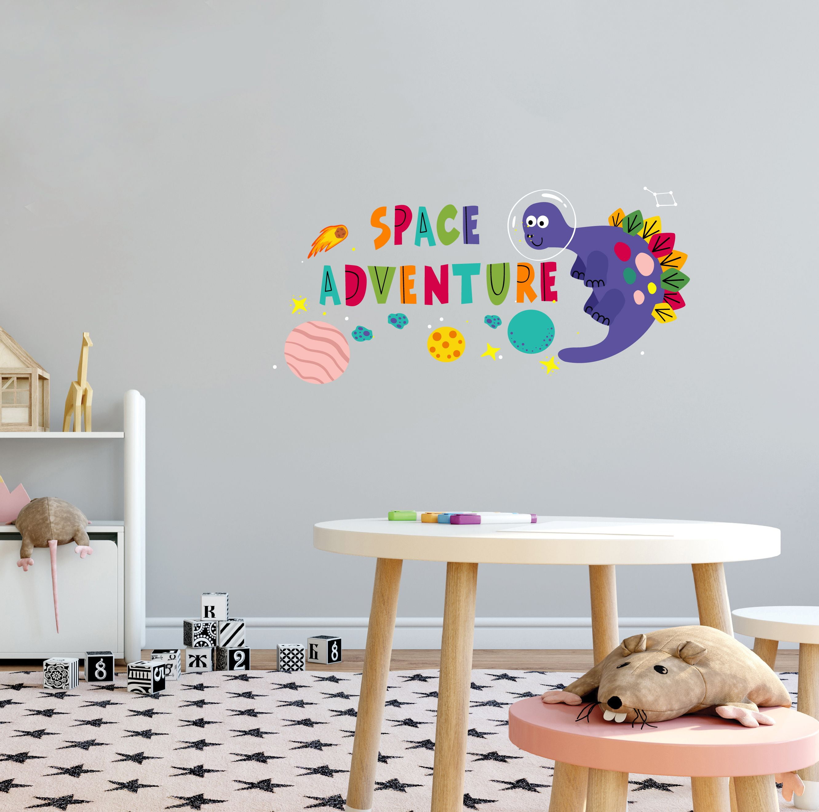 KIDS ROOM - Space Dino Multicolored Animal Decal Sticker Outer Space ...