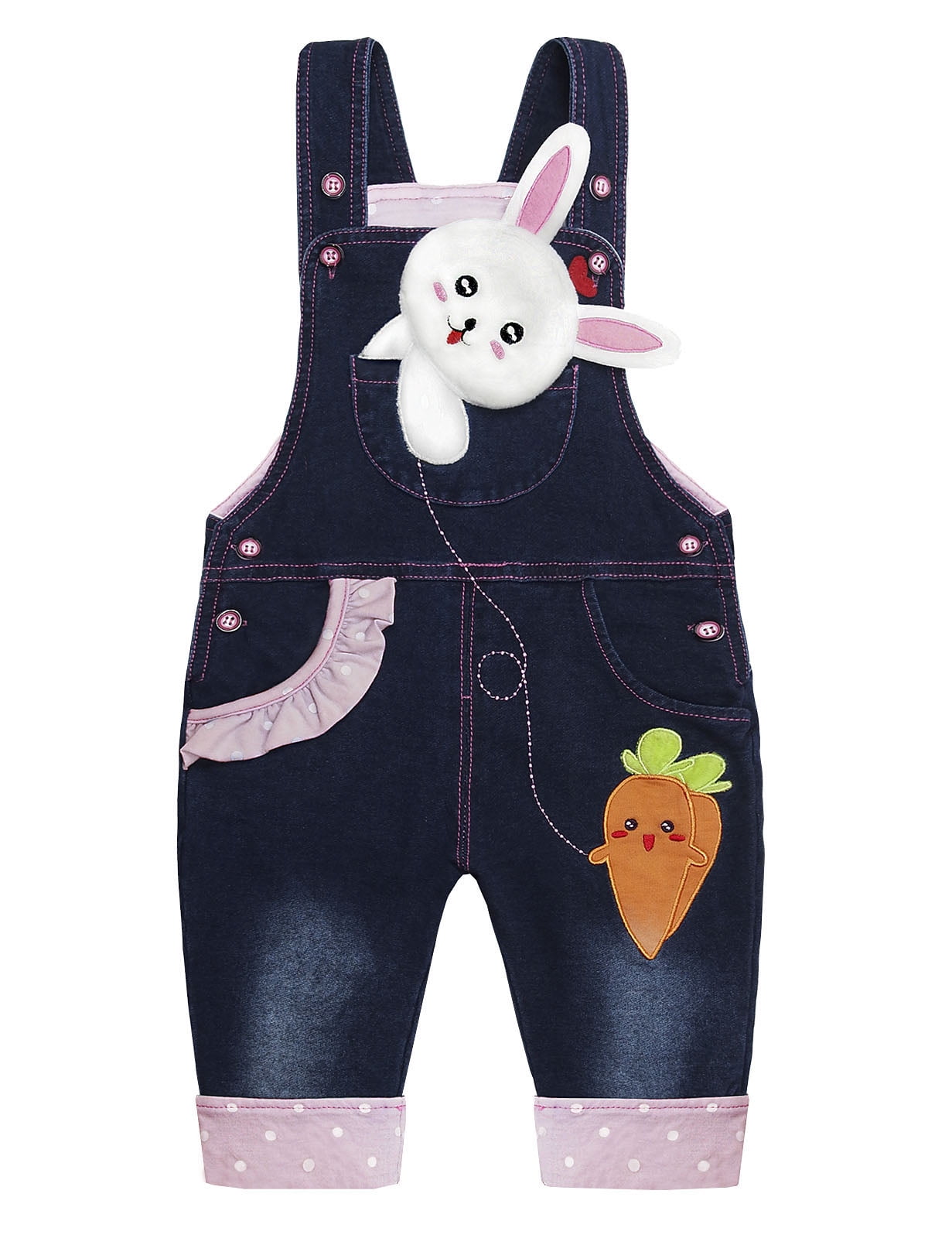 KIDSCOOL SPACE Baby 3D Bunny Cartoon Soft Cotton Knitted Jeans Overalls ...