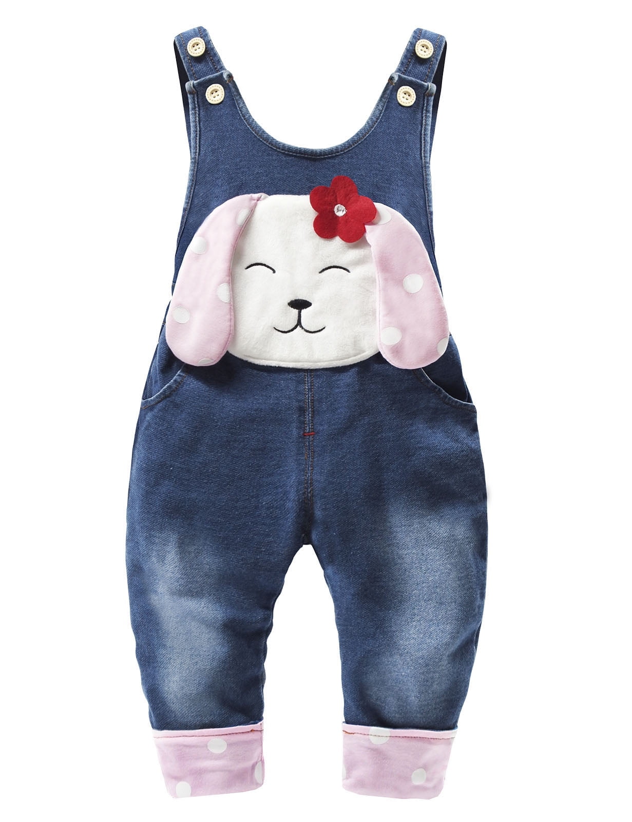 KIDSCOOL SPACE Baby 3D Bunny Cartoon Soft Cotton Knitted Jeans Overalls ...