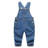 KIDSCOOL SPACE Girls Denim overalls, Deep Blue,, Bibs Washed Stretchy ...