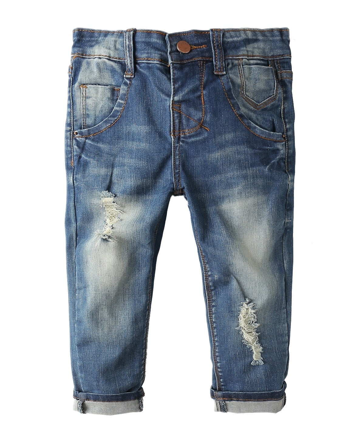 KIDSCOOL SPACE Baby Boys Little Kid Elastic Ripped Jeans StoneWashed ...