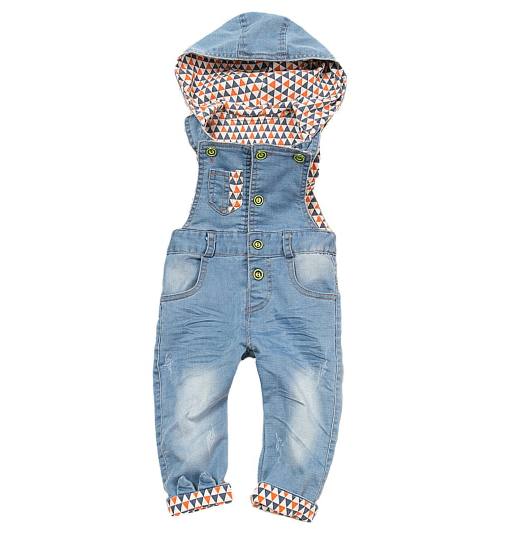 KIDSCOOL SPACE Baby Denim Overall,Hooded Little Kid Jean Jumper,Light ...