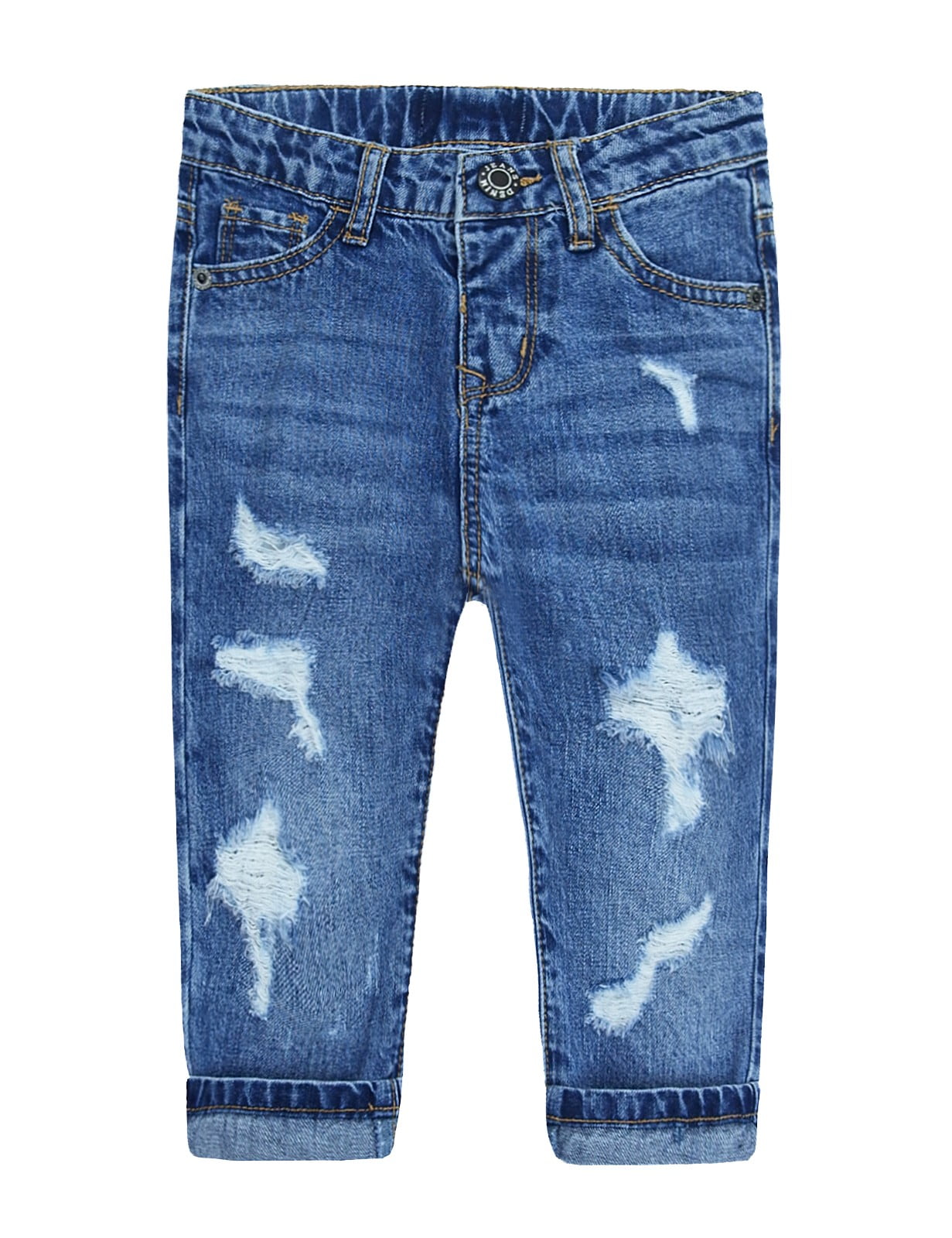 KIDSCOOL SPACE Baby Girl Boy Jeans,Little Kid Elastic Band Inside ...