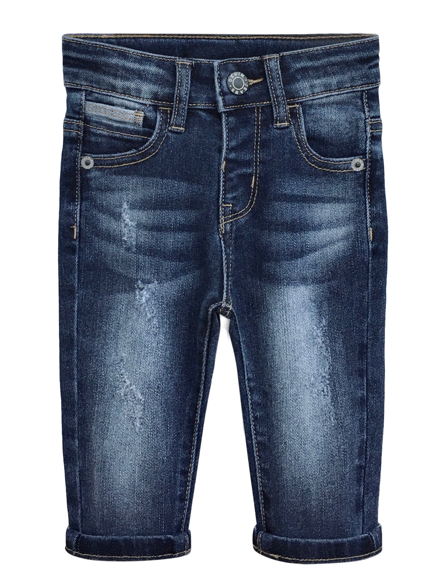 KIDSCOOL SPACE Baby Jeans,Little Toddler Elastic Band Inside with D ...