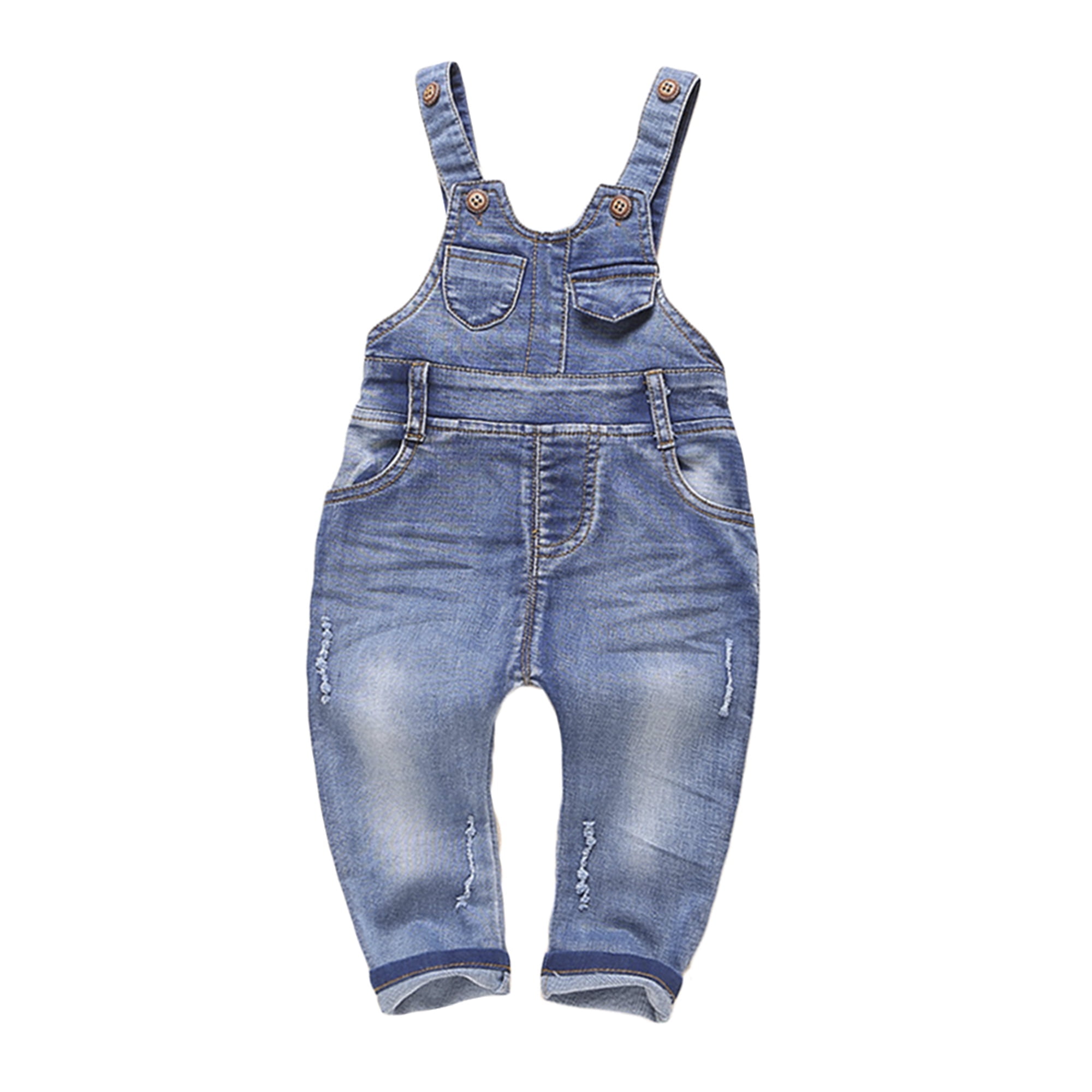 KIDSCOOL SPACE Baby Little Boys girls Water Washed Ripped Soft Denim ...