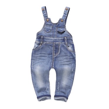 KIDSCOOL SPACE Girls Denim overalls, Deep Blue,, Bibs Washed Stretchy ...