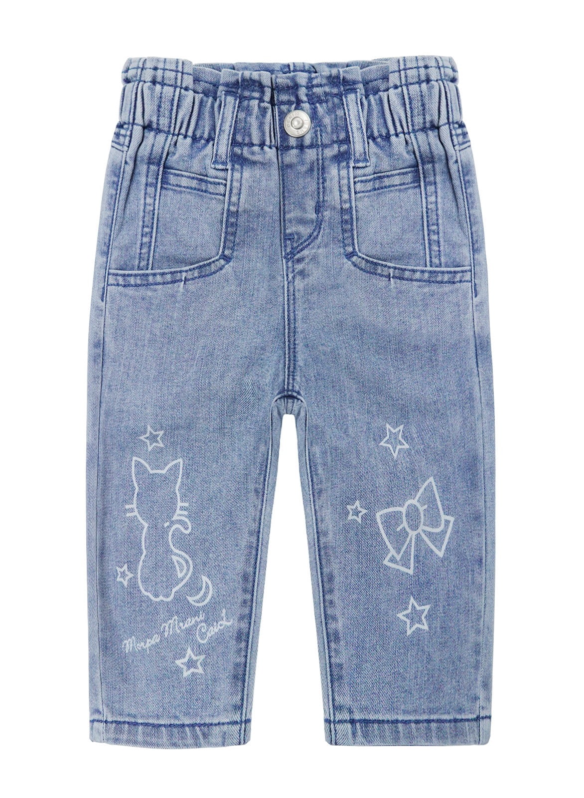 KIDSCOOL SPACE Baby Little Girl Jeans,Paperbag Elastic Waist Cute ...