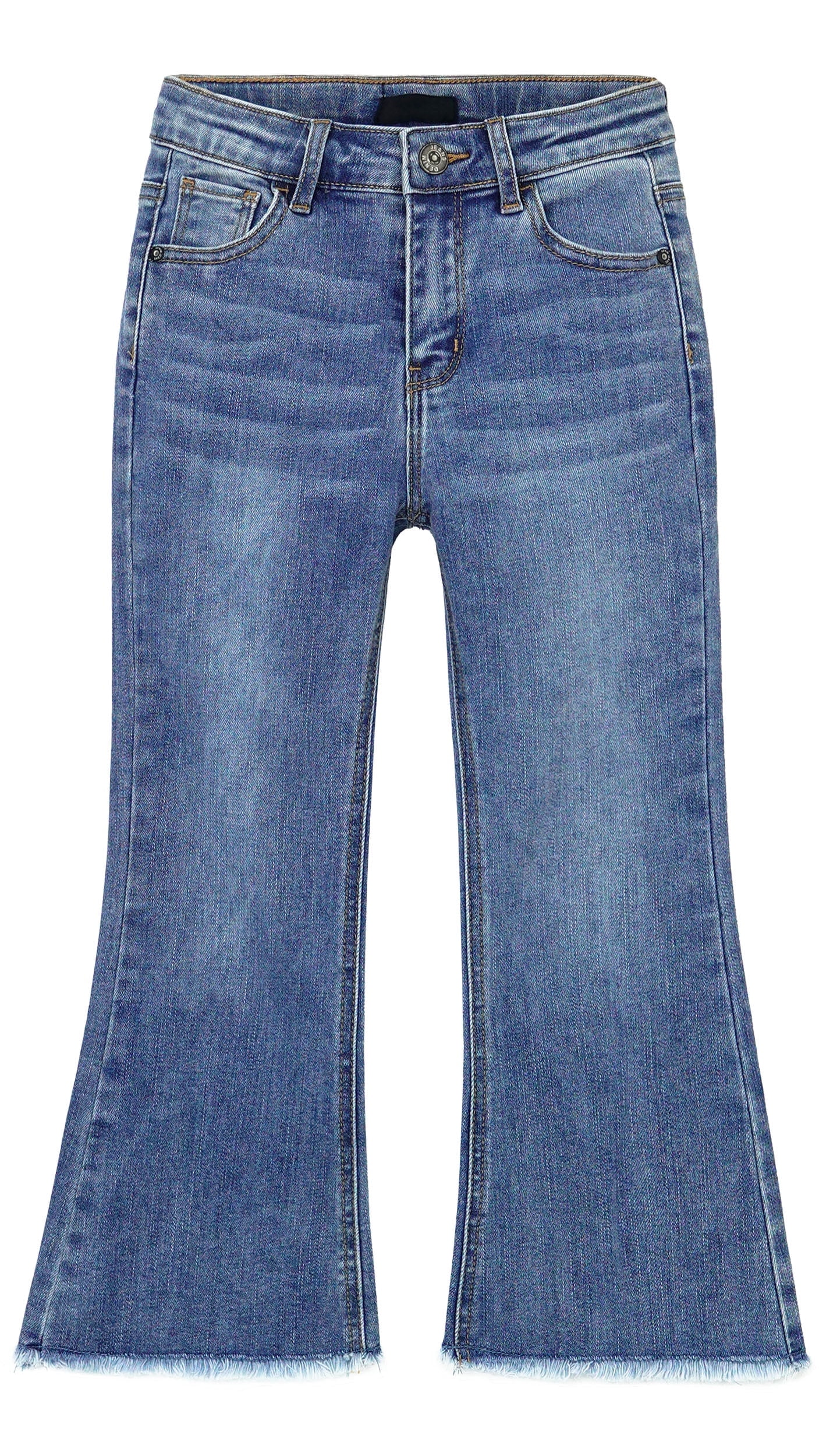 KIDSCOOL SPACE Baby Little Girls Flared Jeans, 18M-5T Raw Edge Hem ...