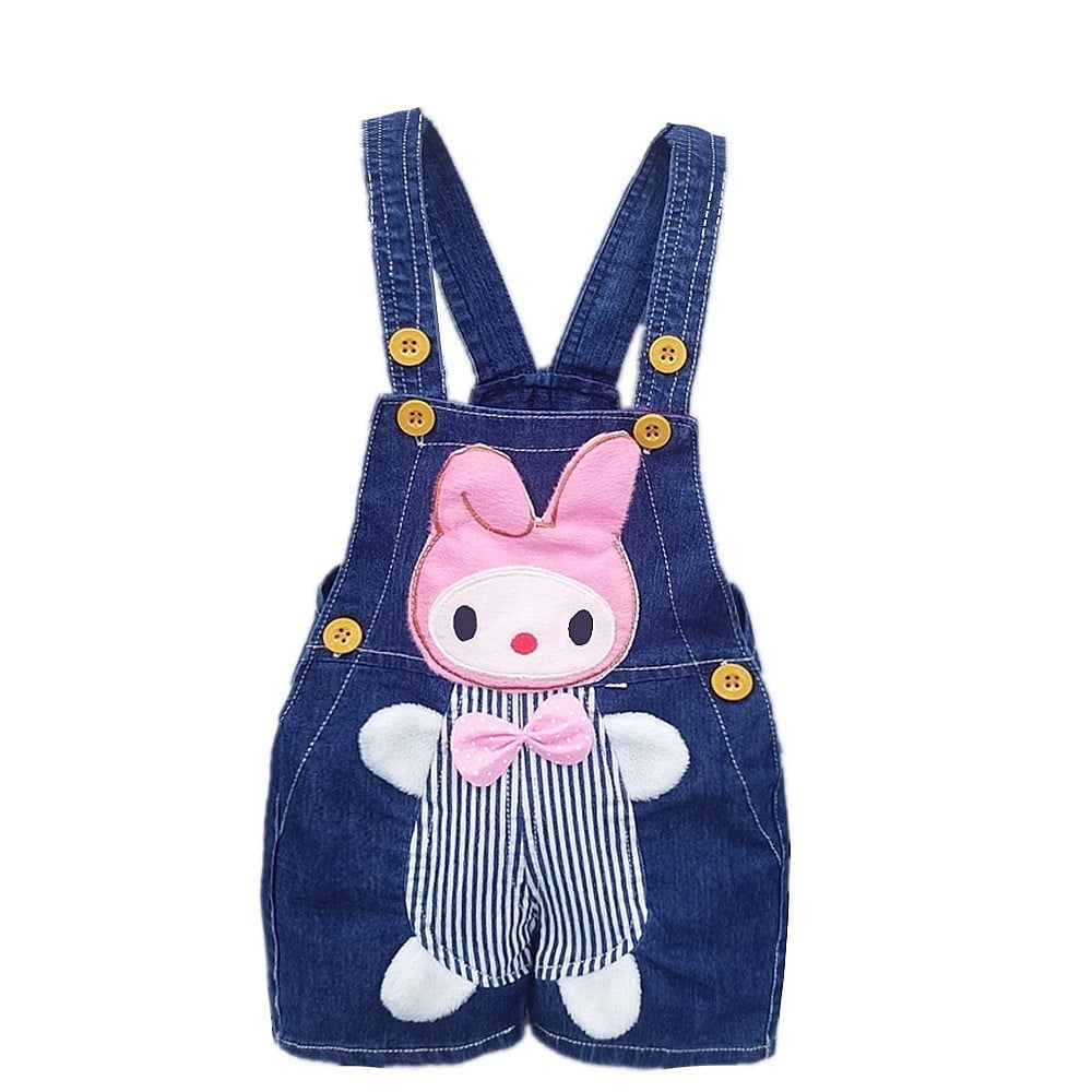 KIDSCOOL SPACE Baby Summer Cotton Denim 3D Rabbit Soft Shorts Overalls ...