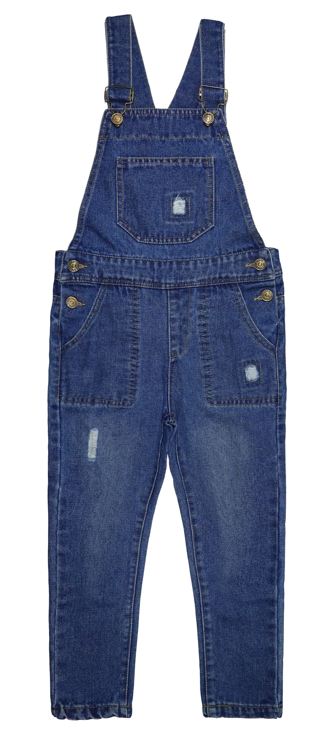 KIDSCOOL SPACE Big Boys Denim Overalls,Ripped Holes Elastic Band Inside ...