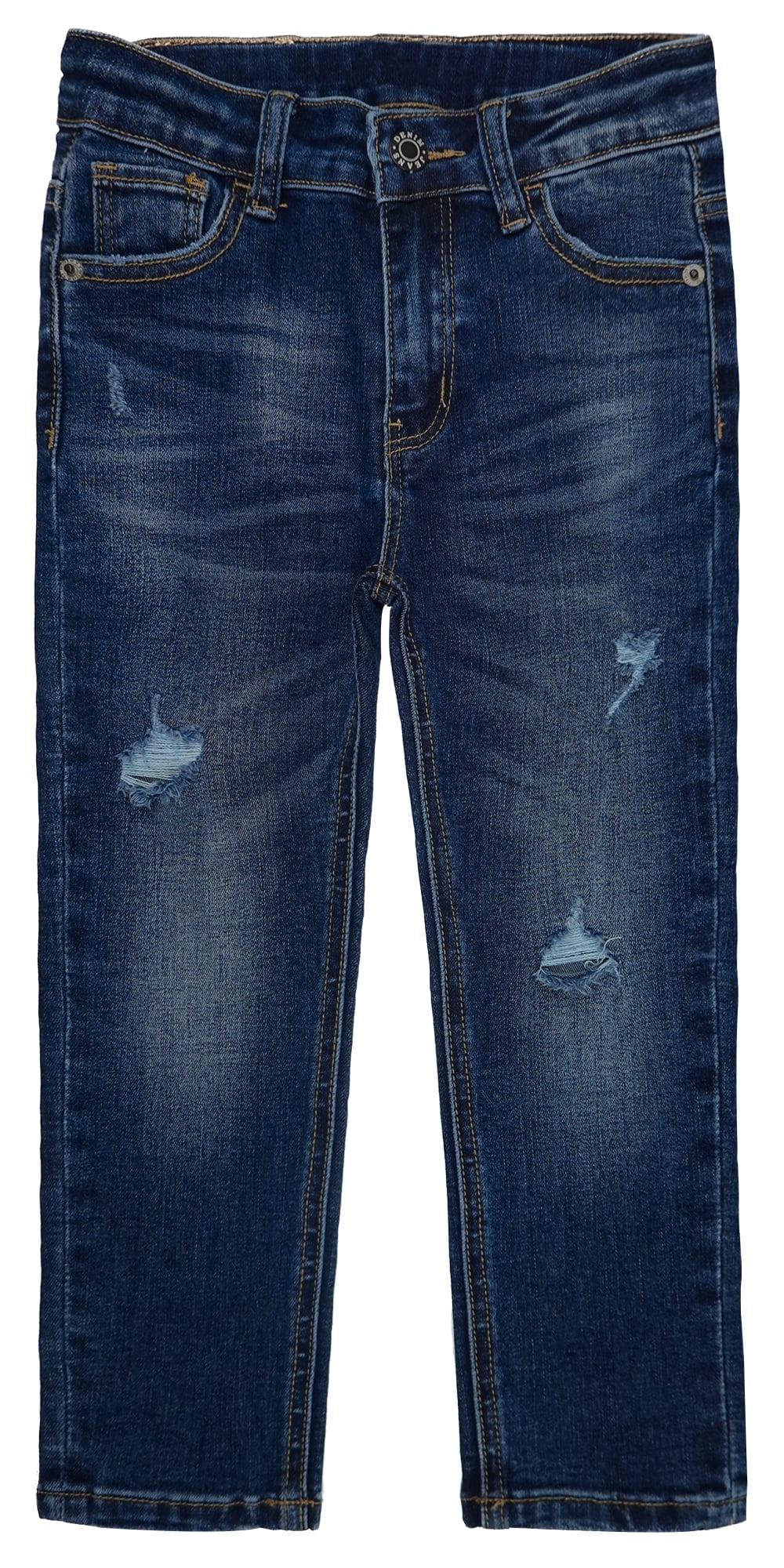 KIDSCOOL SPACE Big Boys Jeans,Elastic Band Inside Ripped Slim Fit Denim ...