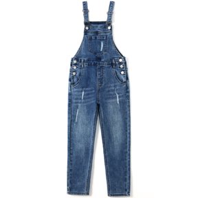 KIDSCOOL SPACE Girls Denim Overalls, Deep Blue, Stretchy Bib Jeans, 13 ...