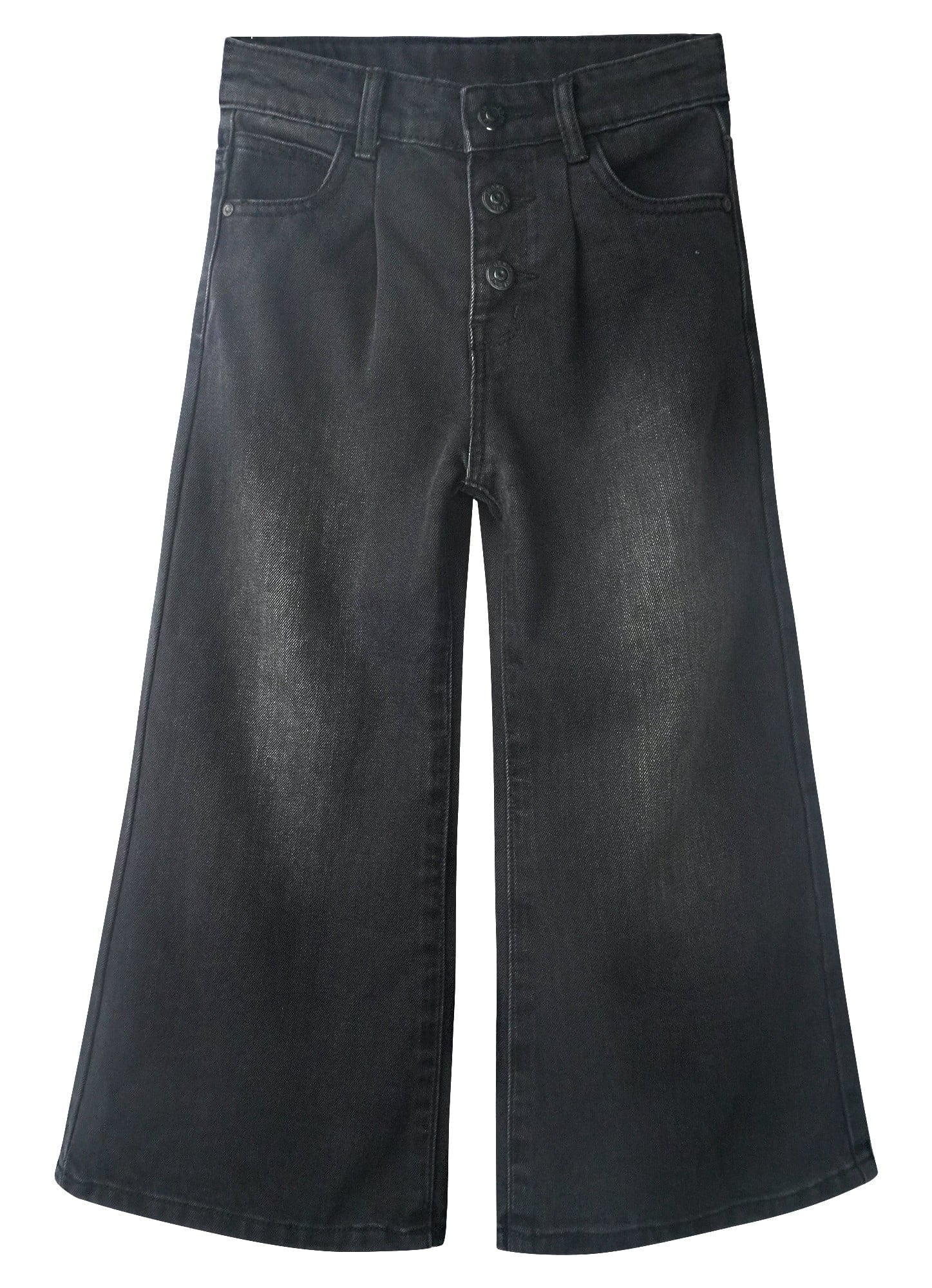 KIDSCOOL SPACE Big Girls' Wide-leg Jeans,3 Buttons Front Elastic Band ...