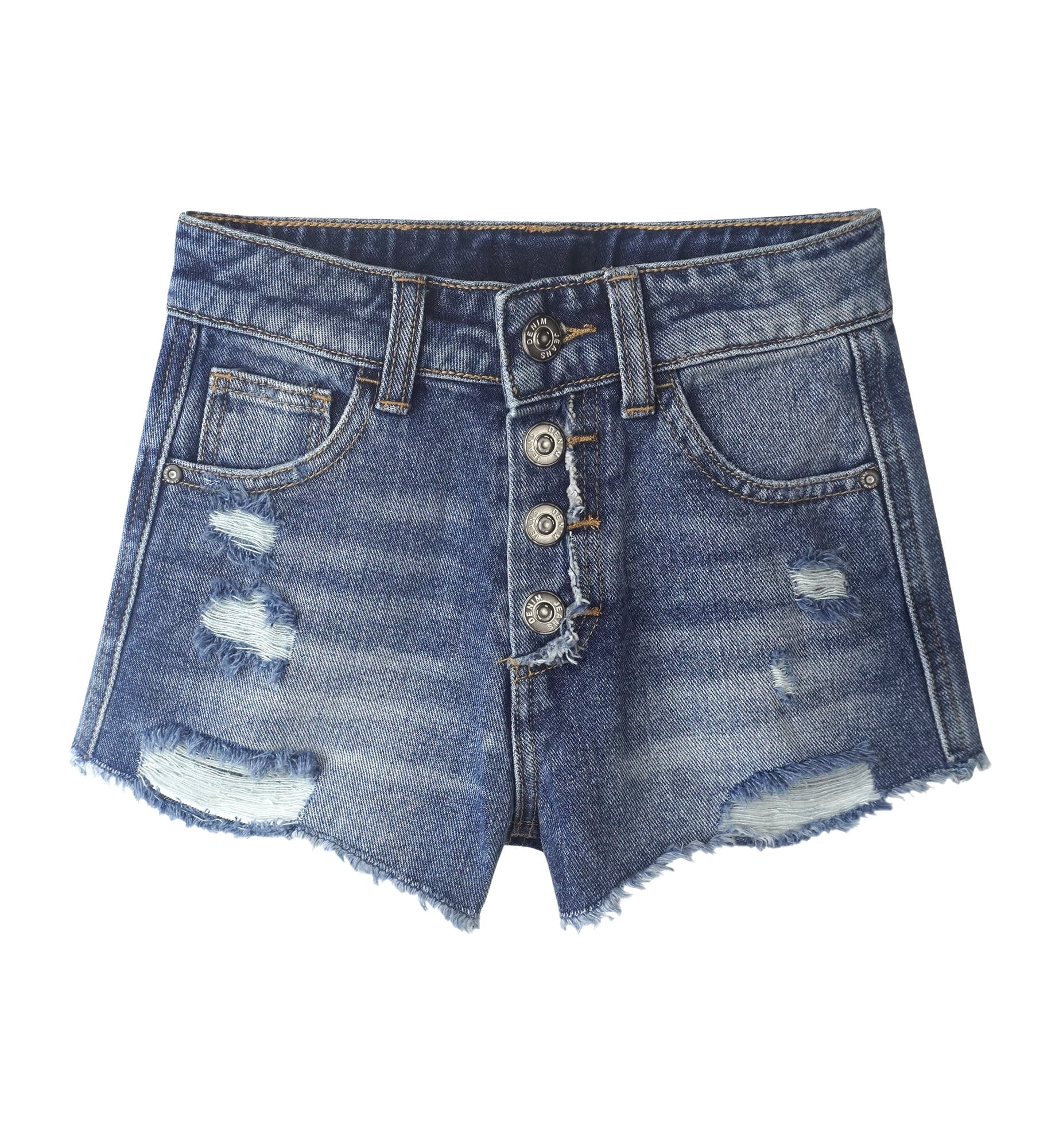 KIDSCOOL SPACE Little girls Denim Shorts,Elastic Band Inside Ripped ...