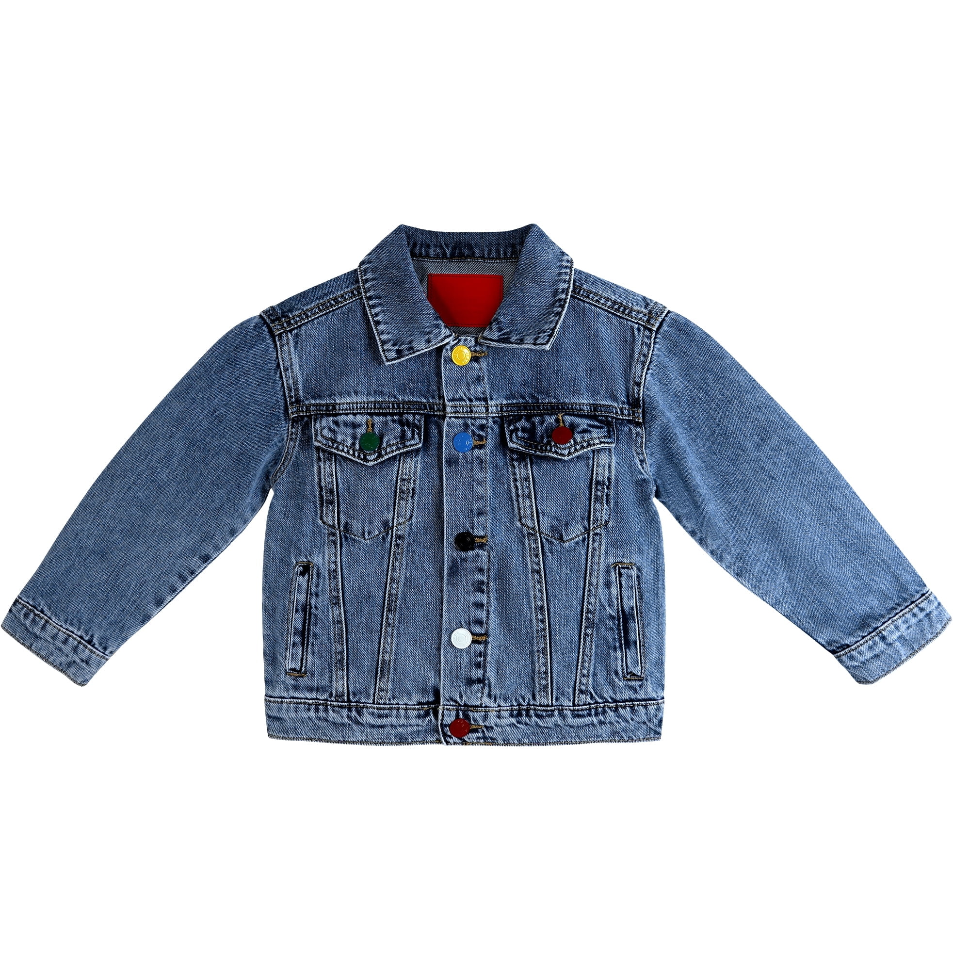 KIDSCOOL SPACE Boys Denim Jacket,Little Big Kids Simple Design Colored ...