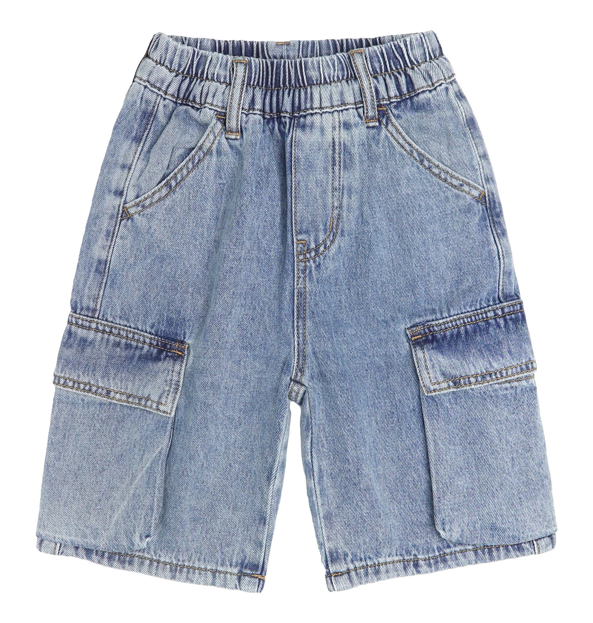 KIDSCOOL SPACE Children's Denim Shorts,Ribbed Elastic Waist with D-ring Loops Summer Jeans Half ...