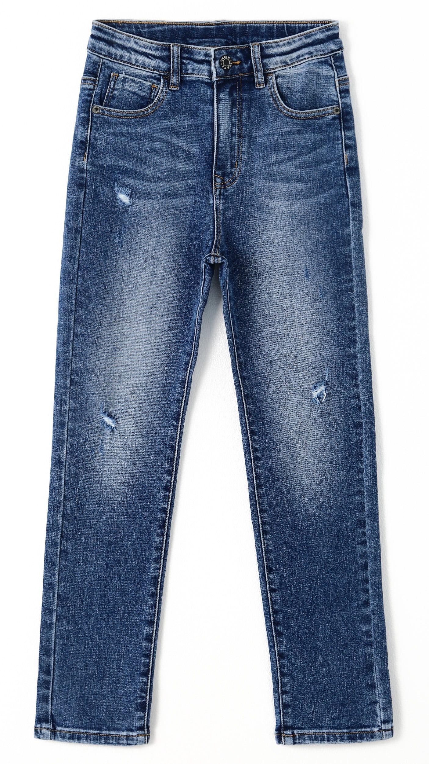 KIDSCOOL SPACE Girl Jeans,Big Kid Ripped Elastic Band Inside Straight ...