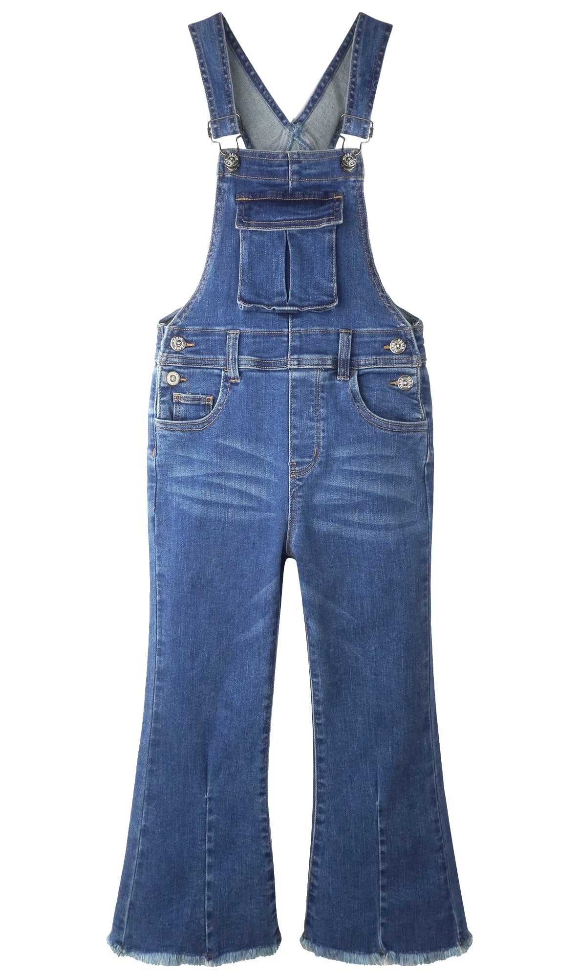 KIDSCOOL SPACE Girls Denim Flared Overalls Pants,3D Accordion Deep Heel ...