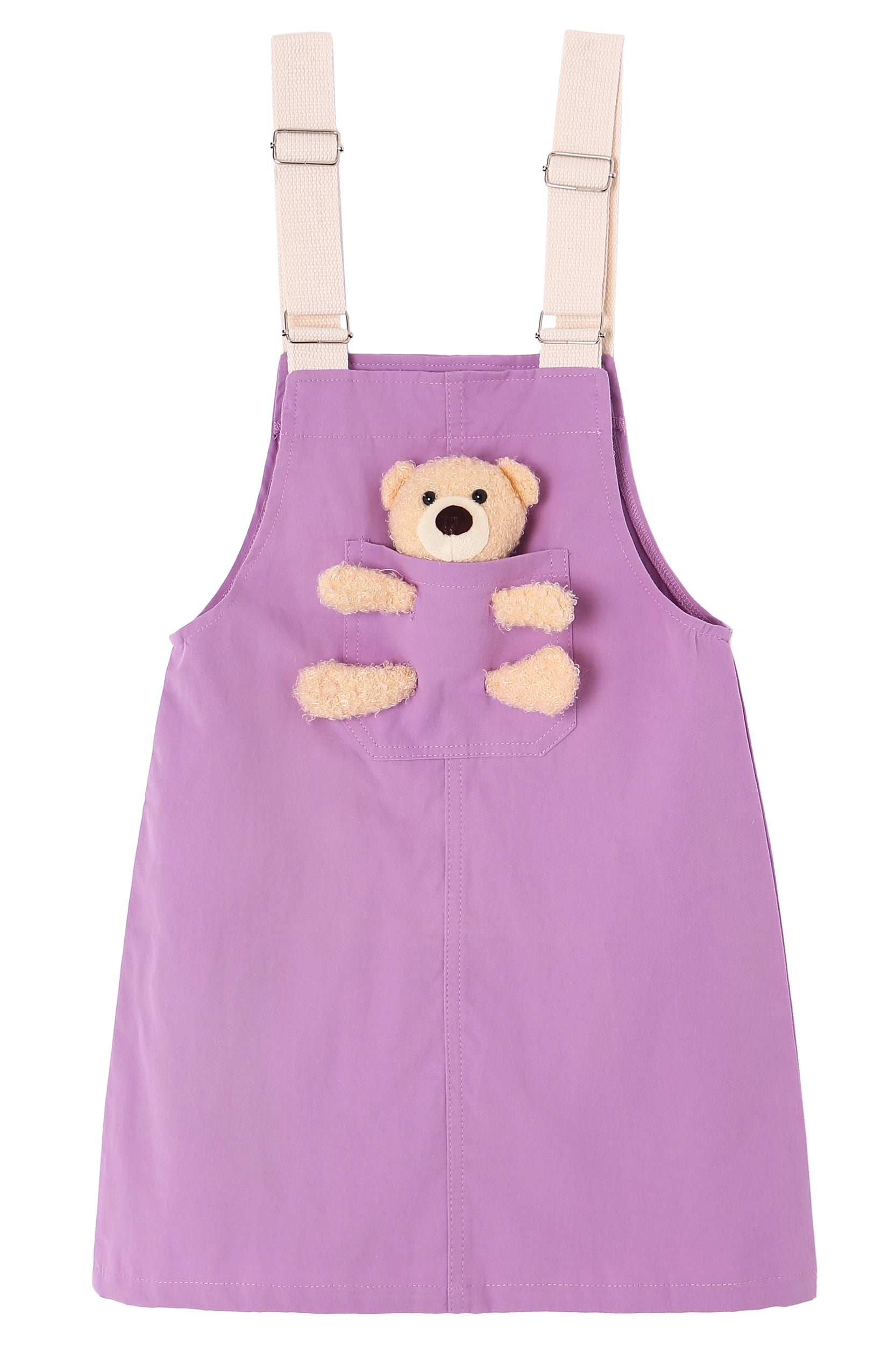 KIDSCOOL SPACE Girls Denim Overalls Dress,Cute Bear Simple Design ...