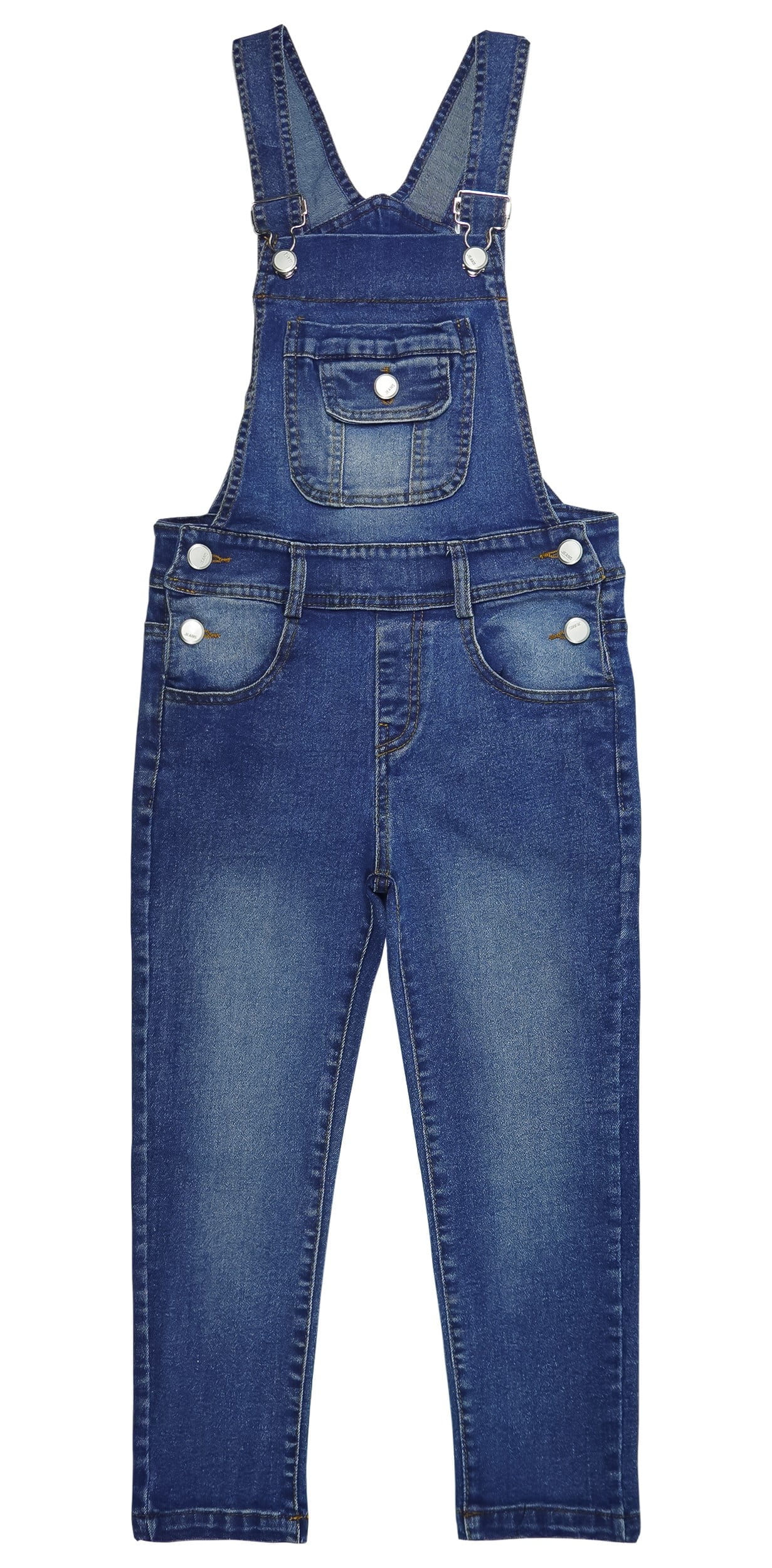 KIDSCOOL SPACE Girls Denim Jean Overalls, Soft Stretchy with Big Bib ...