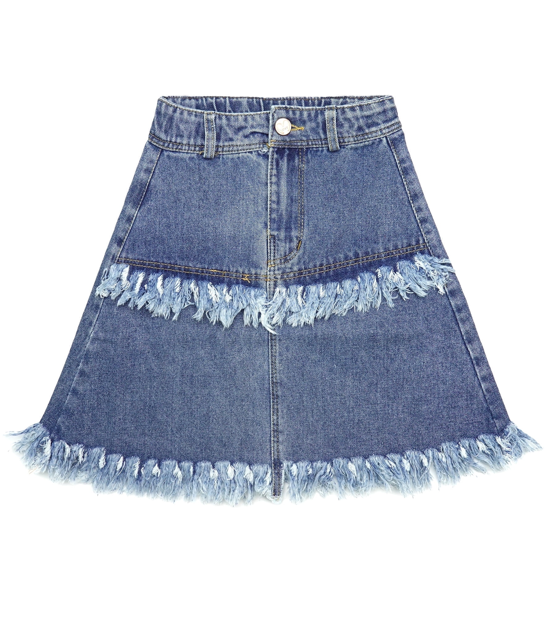KIDSCOOL SPACE Girls Denim Skirt, 2 Layer Raw Edge Fashion Summer Short ...
