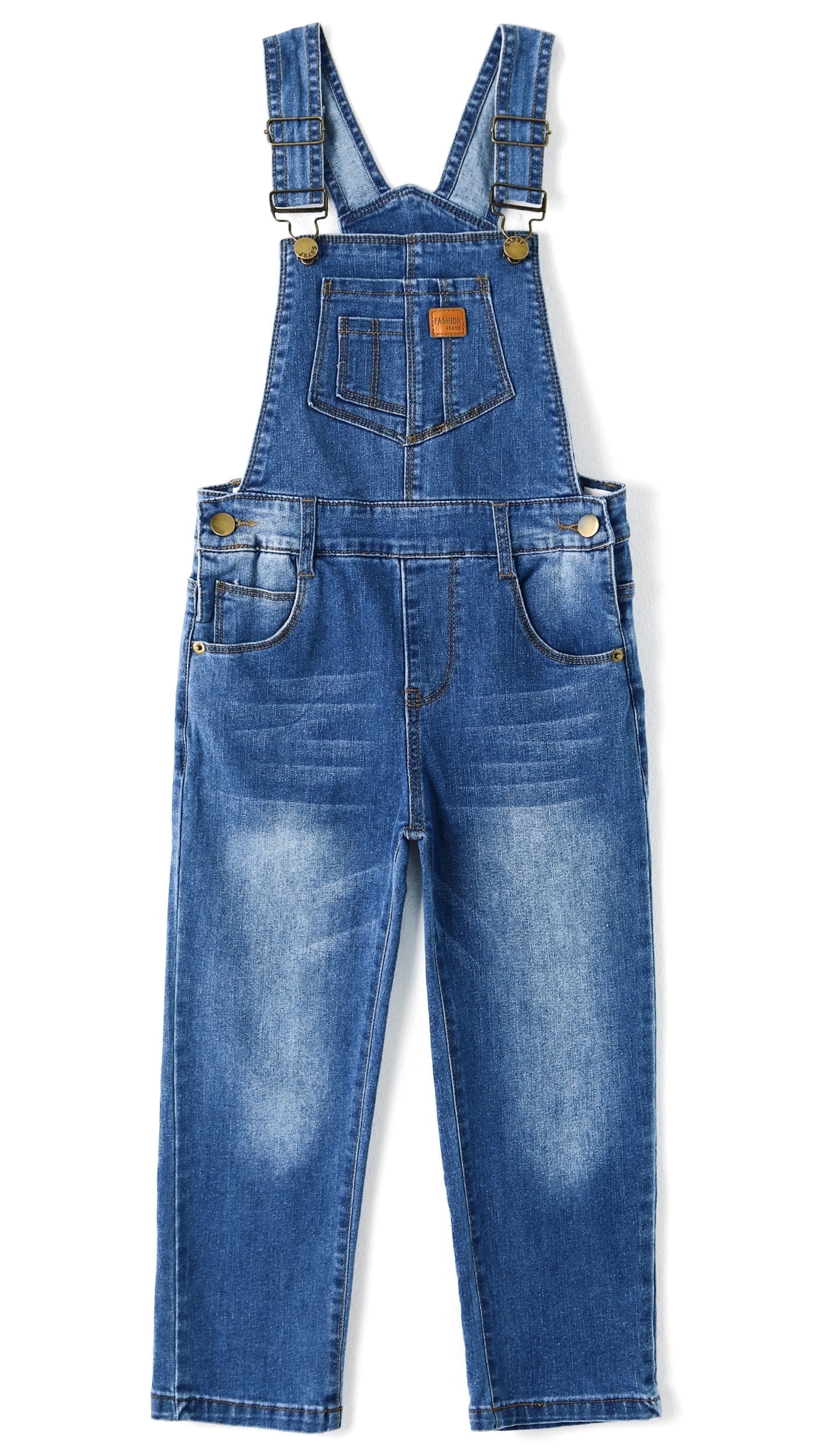 KIDSCOOL SPACE Girls Denim overalls, Bibs Washed Stretchy Jeans ...