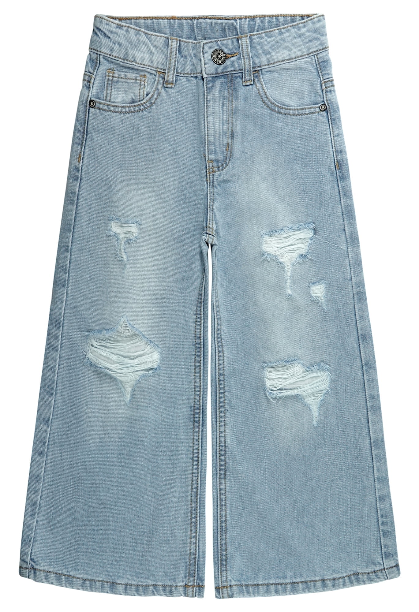 KIDSCOOL SPACE Girls Flare Jeans,Little Big Girl Ripped Wide Leg Soft ...
