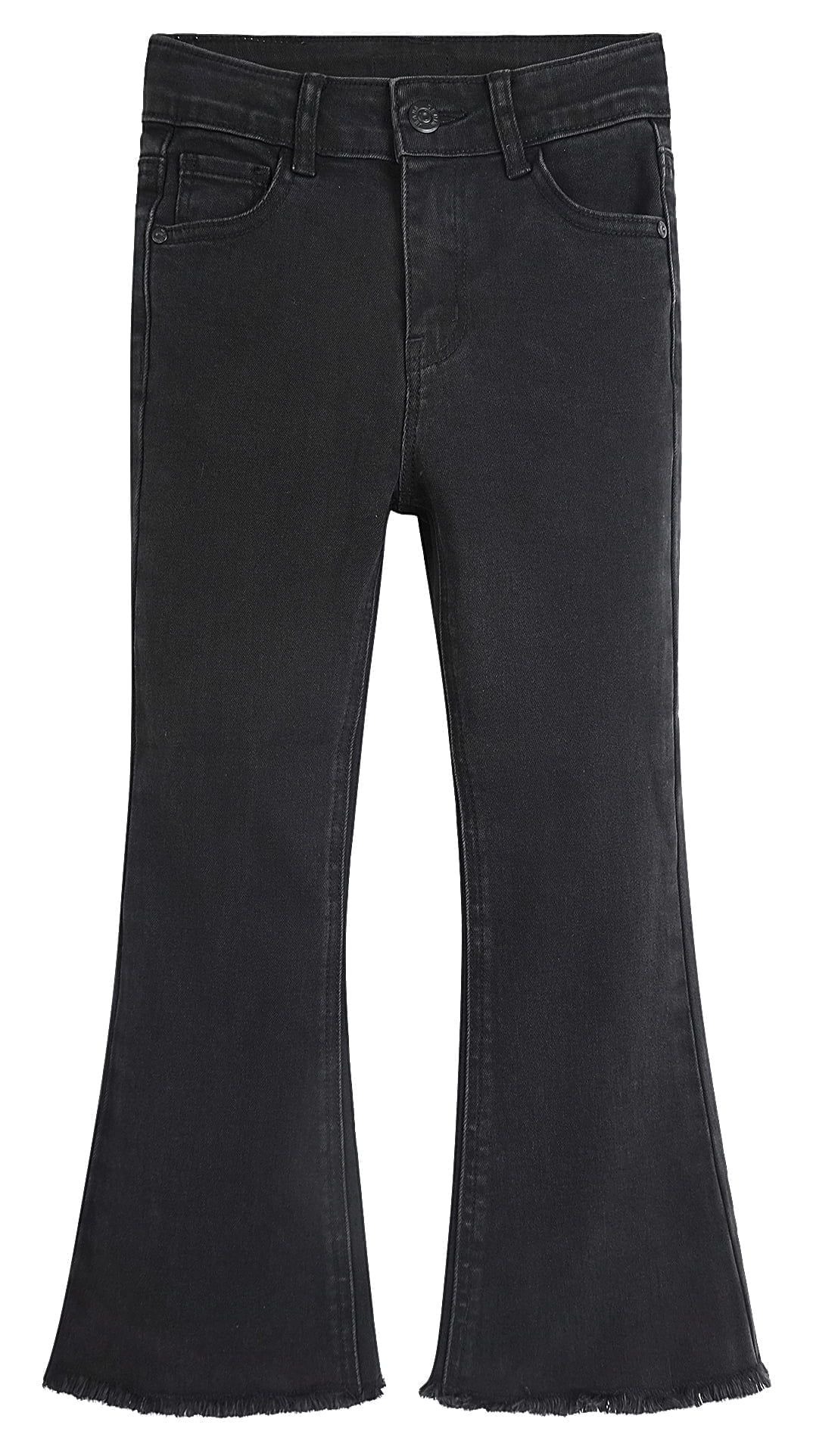 KIDSCOOL SPACE Girls Jeans, Split Hem with Ral Edges Elastic Waistband ...