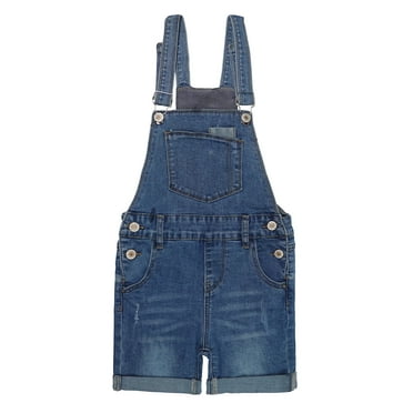 KIDSCOOL SPACE Girls Denim overalls, Deep Blue,, Bibs Washed Stretchy ...