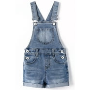 KIDSCOOL SPACE Big Girls Cute Ripped Denim Shortalls, Adjustable Straps ...