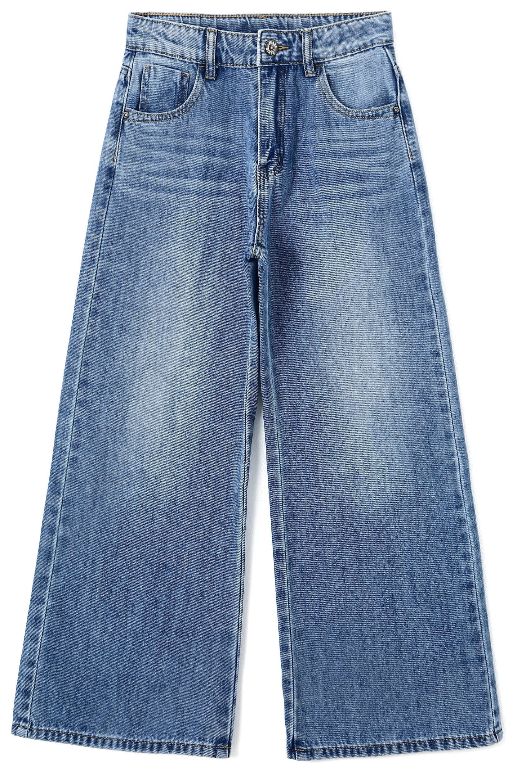 KIDSCOOL SPACE Girls Slim Jeans,Wide-leg Simple Design Denim Pants ...