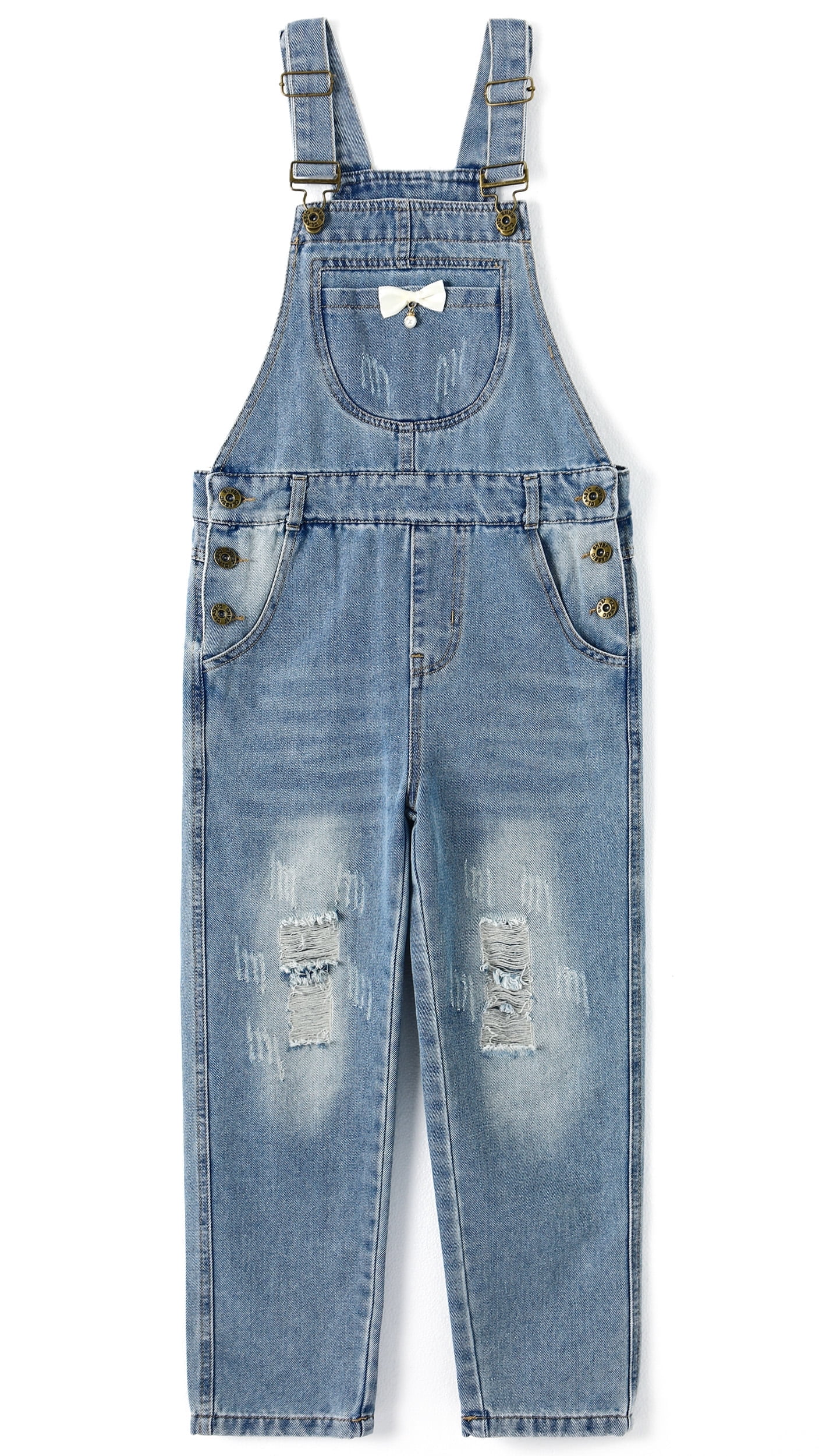 KIDSCOOL SPACE Girls Washed Distressed Denim Ripped Cotton Jean ...