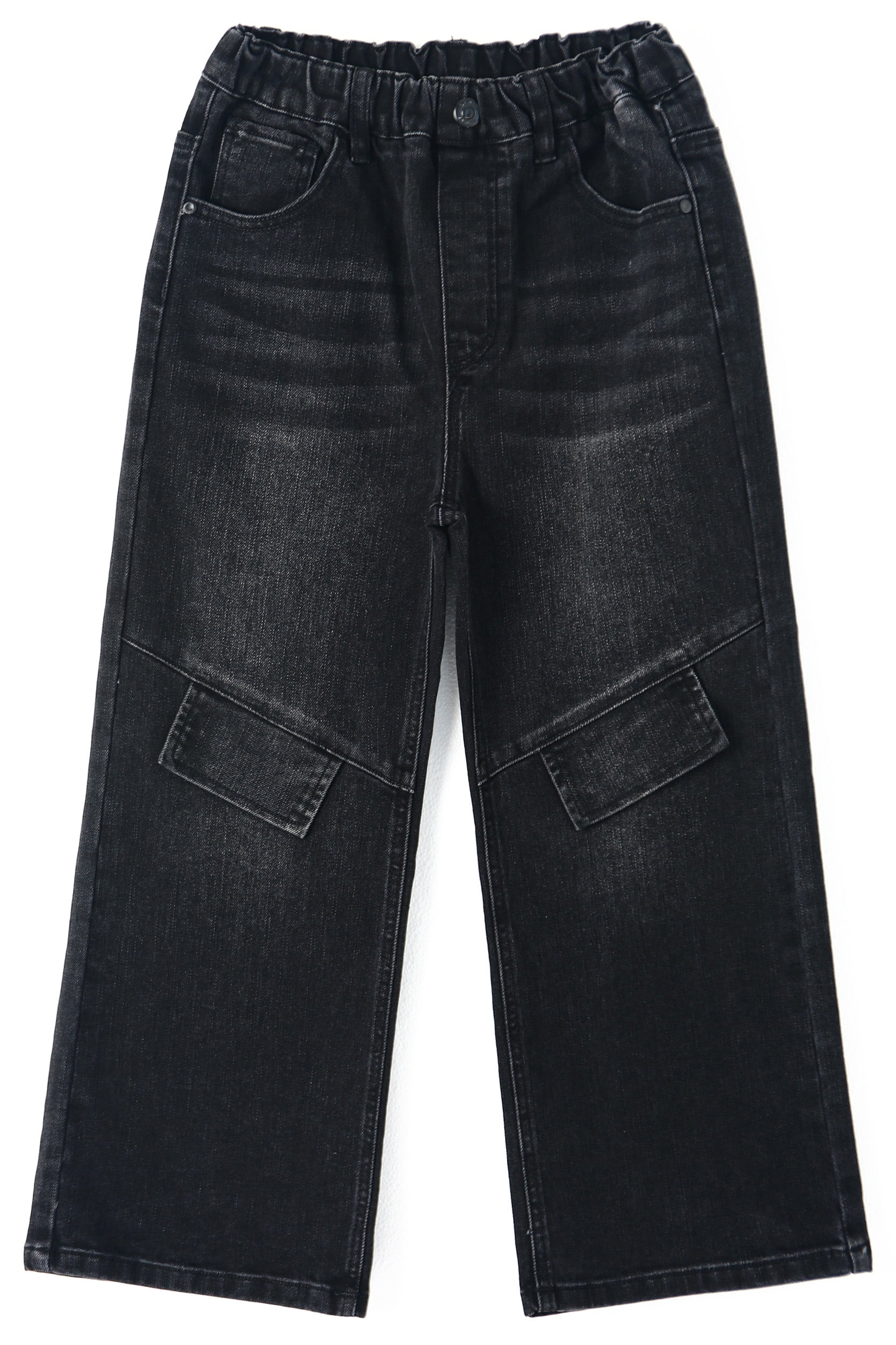 KIDSCOOL SPACE Girls Wide Leg Jeans, Ribbed Waist With D-ring Baggy ...