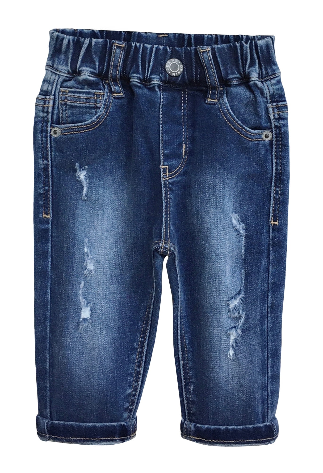 KIDSCOOL SPACE Infant Jeans,Baby Toddler Elastic Waist with D-ring ...