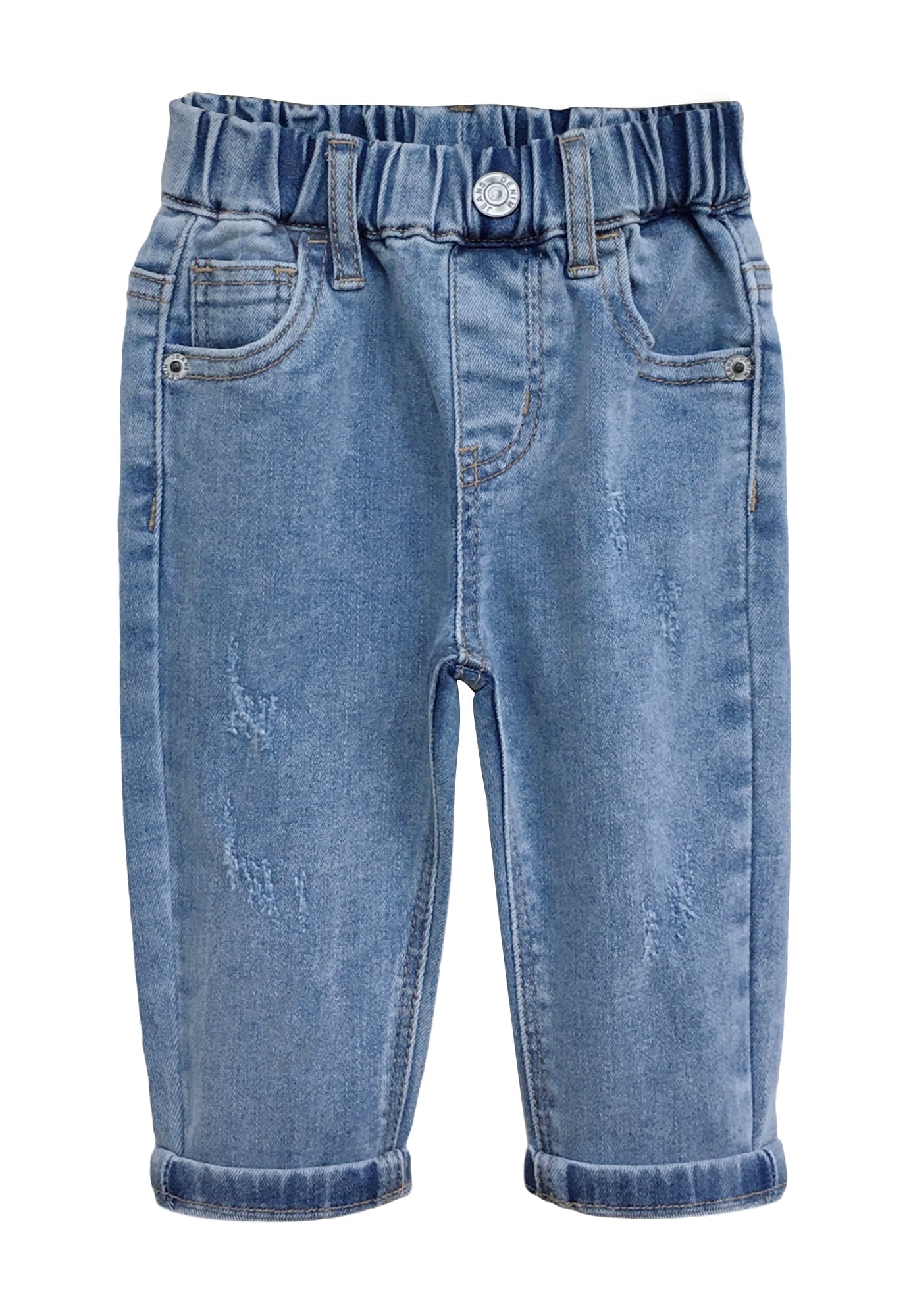 KIDSCOOL SPACE Infant Jeans,Baby Toddler Elastic Waist with D-ring ...