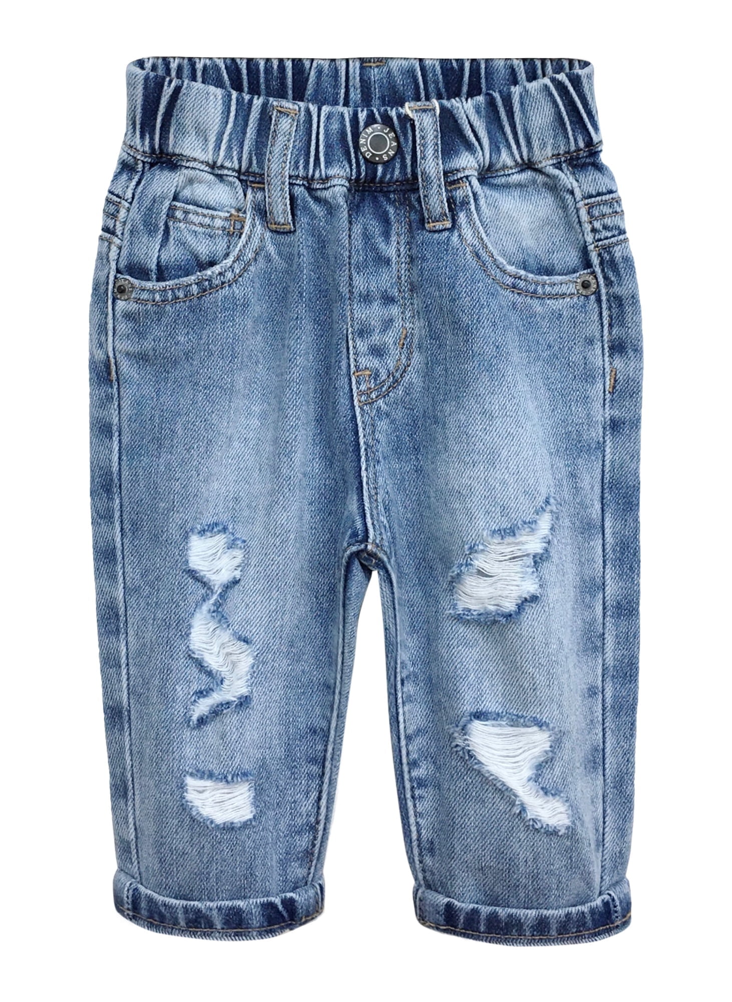 KIDSCOOL SPACE Infant Jeans,Baby Toddler Elastic Waist with D-ring ...