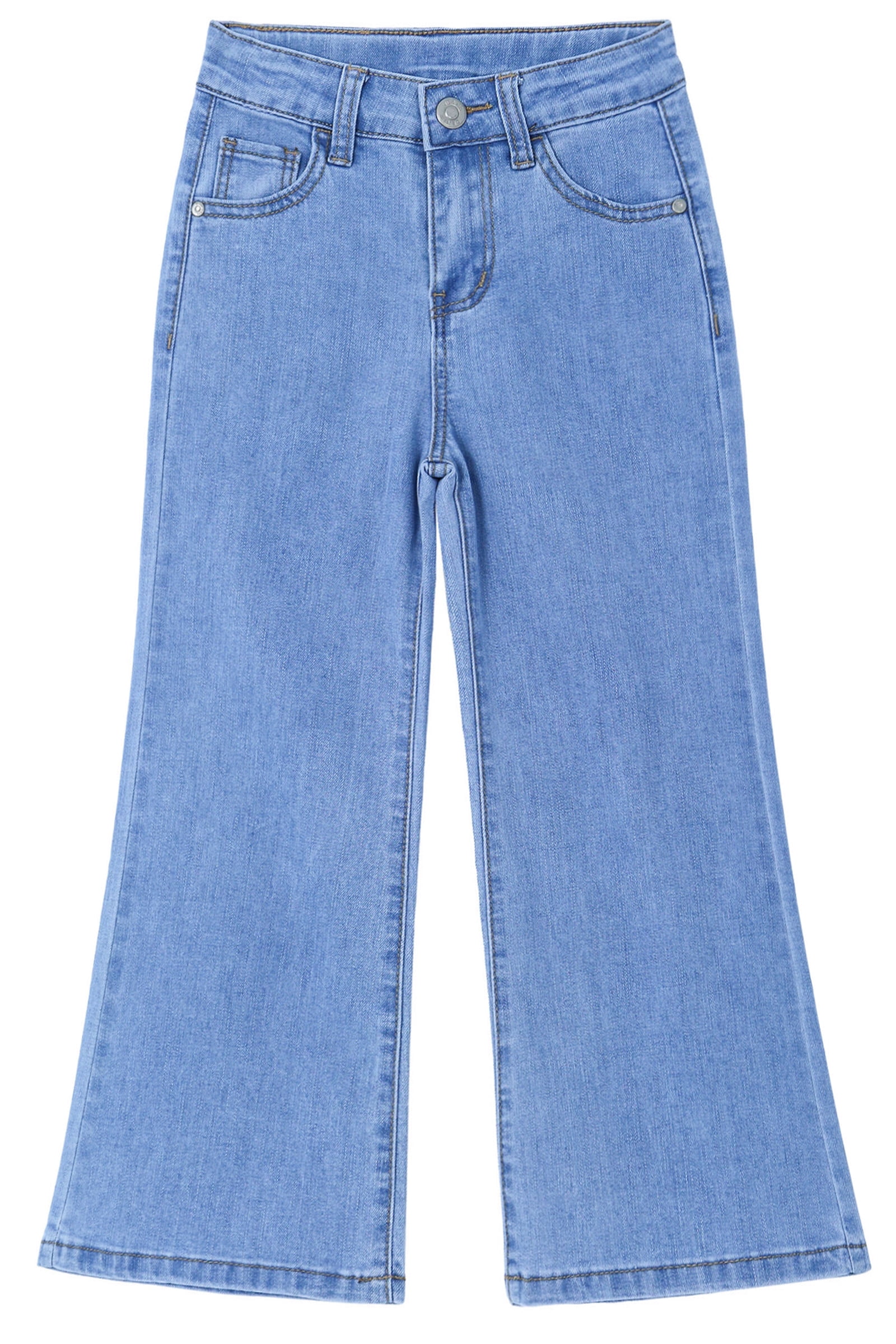 KIDSCOOL SPACE Kid Girl Boy,Elastic Band Inside Ripped Denim Wide-Leg ...