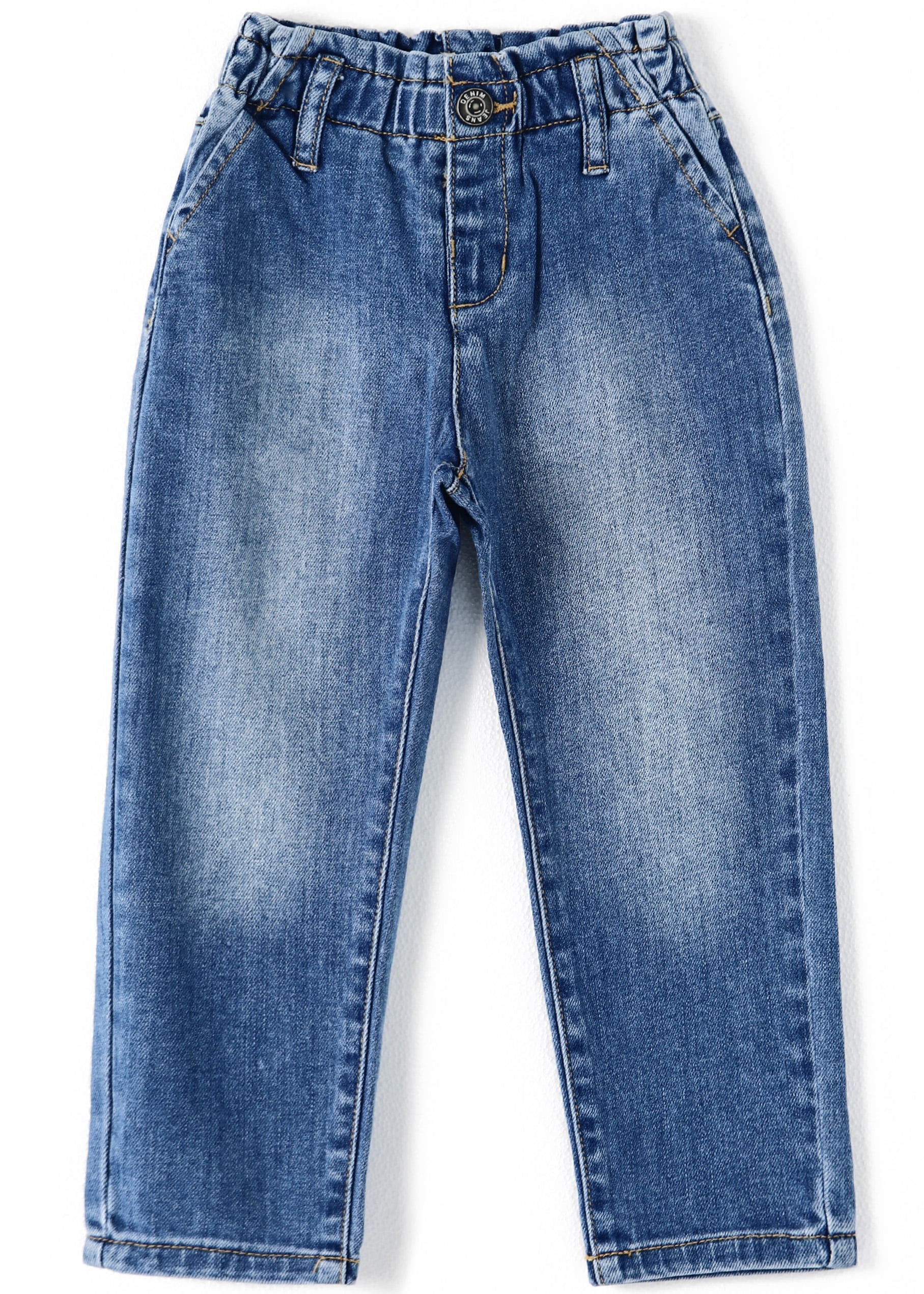 KIDSCOOL SPACE Kid Girl Boy,Elastic Band Inside Ripped Denim Wide-Leg ...