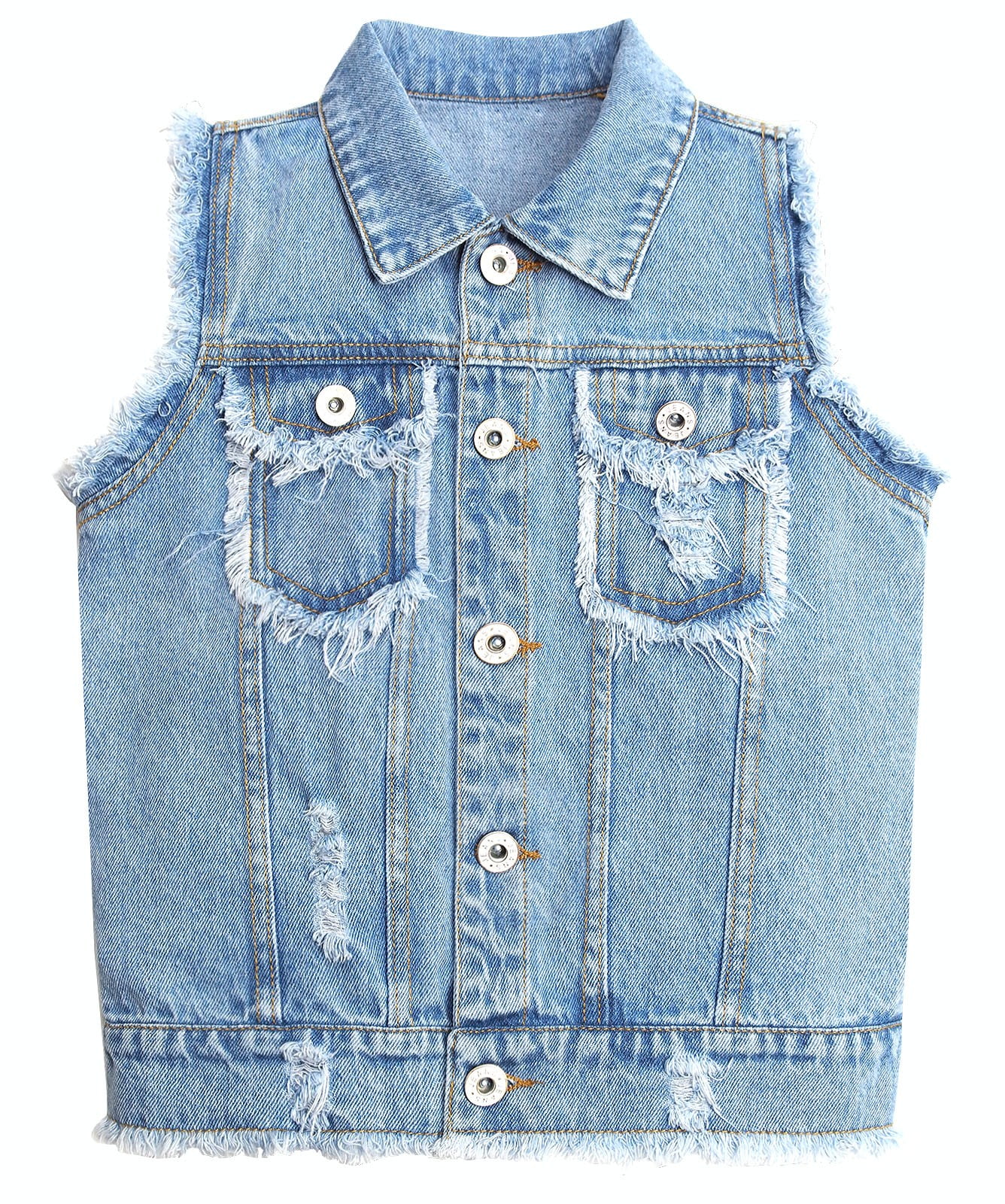 KIDSCOOL SPACE Kid Jean Vest,Junior Ripped Raw Edge Denim Vest Tops ...