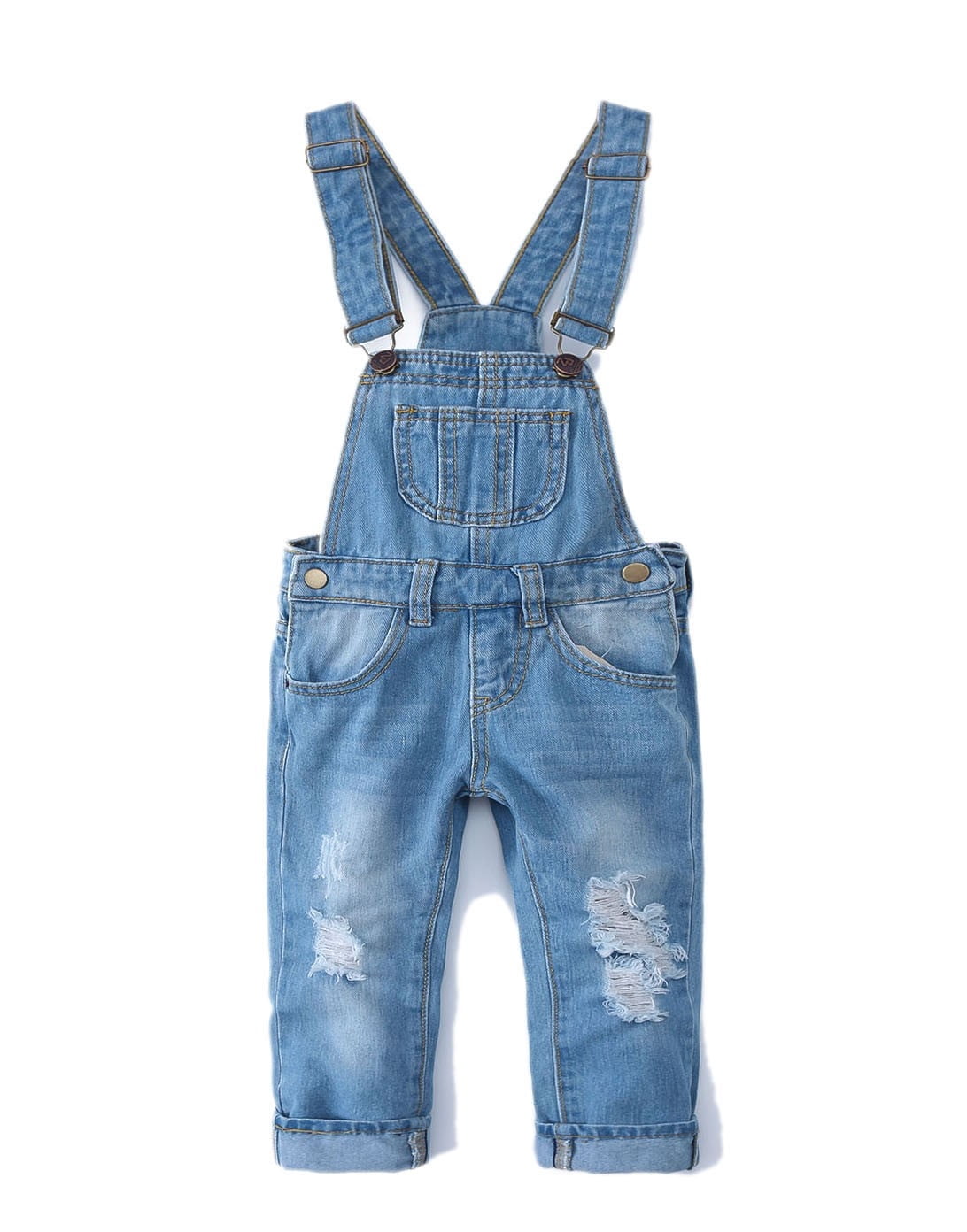 KIDSCOOL SPACE Toddler Baby Ripped Denim Overalls, Cute Slim Pants Jean ...