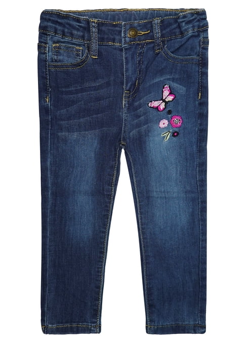 KIDSCOOL SPACE Little Girl Daily Embroidered Denim Pants,5-6 Years ...