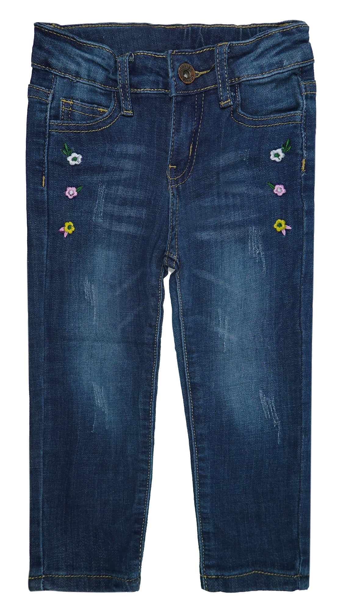 KIDSCOOL SPACE Little Girls Jeans,Elastic Band Inside Embroidered ...