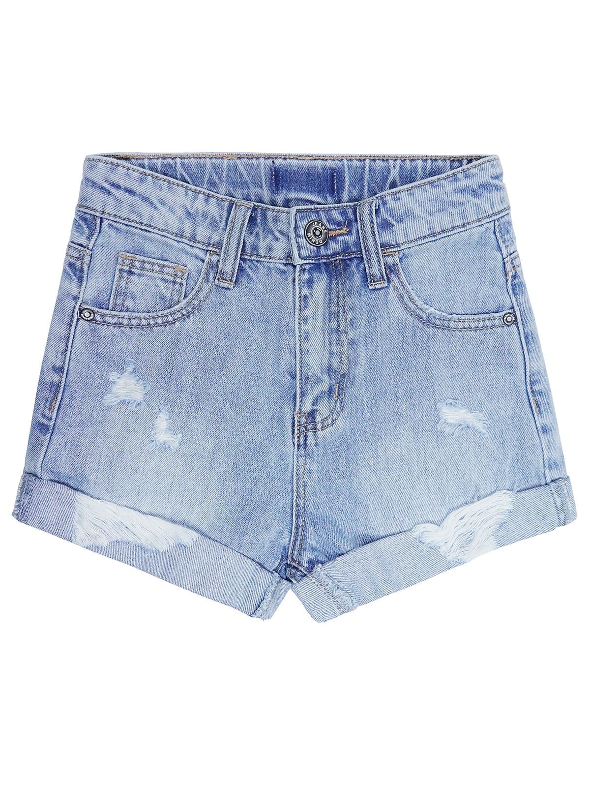 KIDSCOOL SPACE Little Girls Jeans Shorts,Ripped Rolled Cuff Hem Cute Summer Denim Pants,Light ...