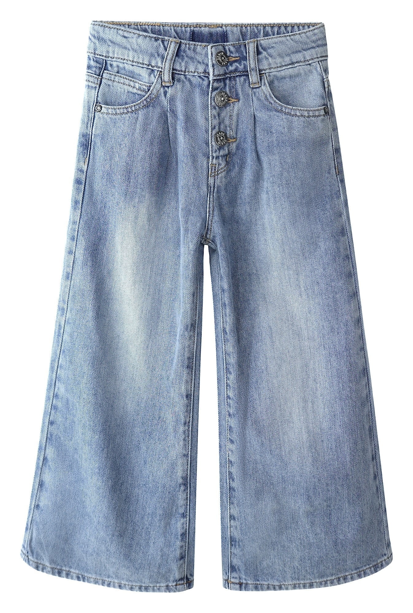 KIDSCOOL SPACE Little Girls' Wide-leg Jeans,3 Buttons Front Elastic ...